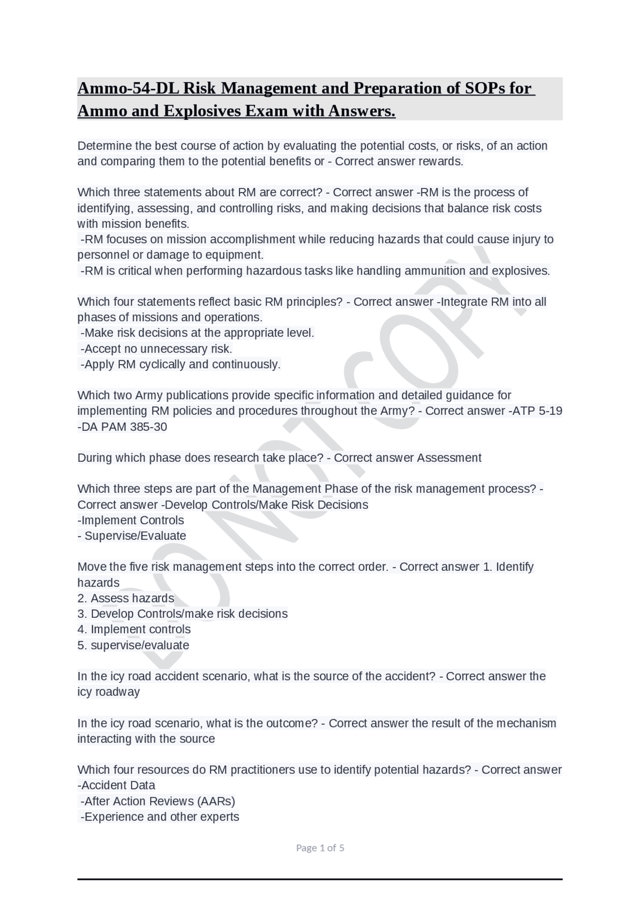 Ammo-54-DL Risk Management and Preparation of SOPs for Ammo and ...