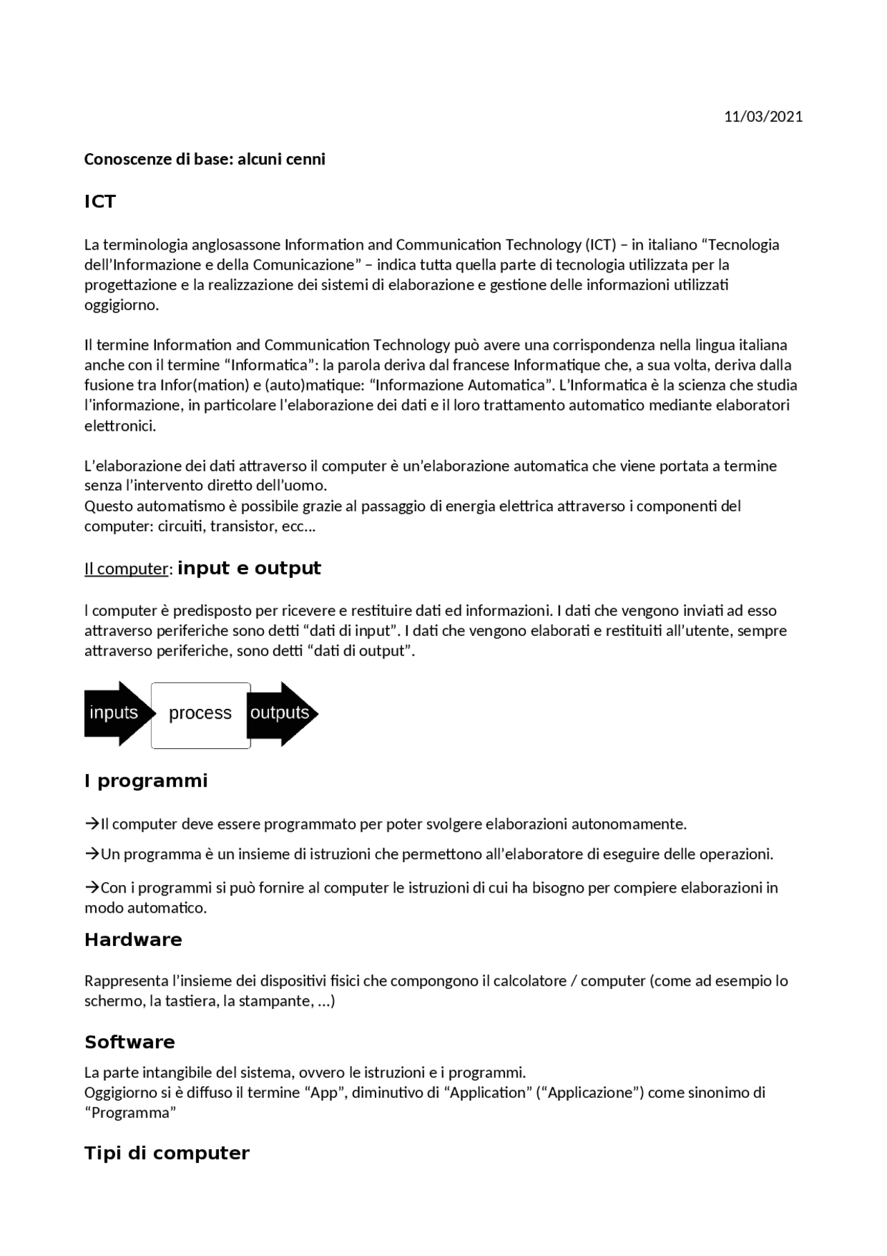 fondamenti dell'informatica di base nell'utilizzo di excel, word e ppt. | Appunti di Informatica ...