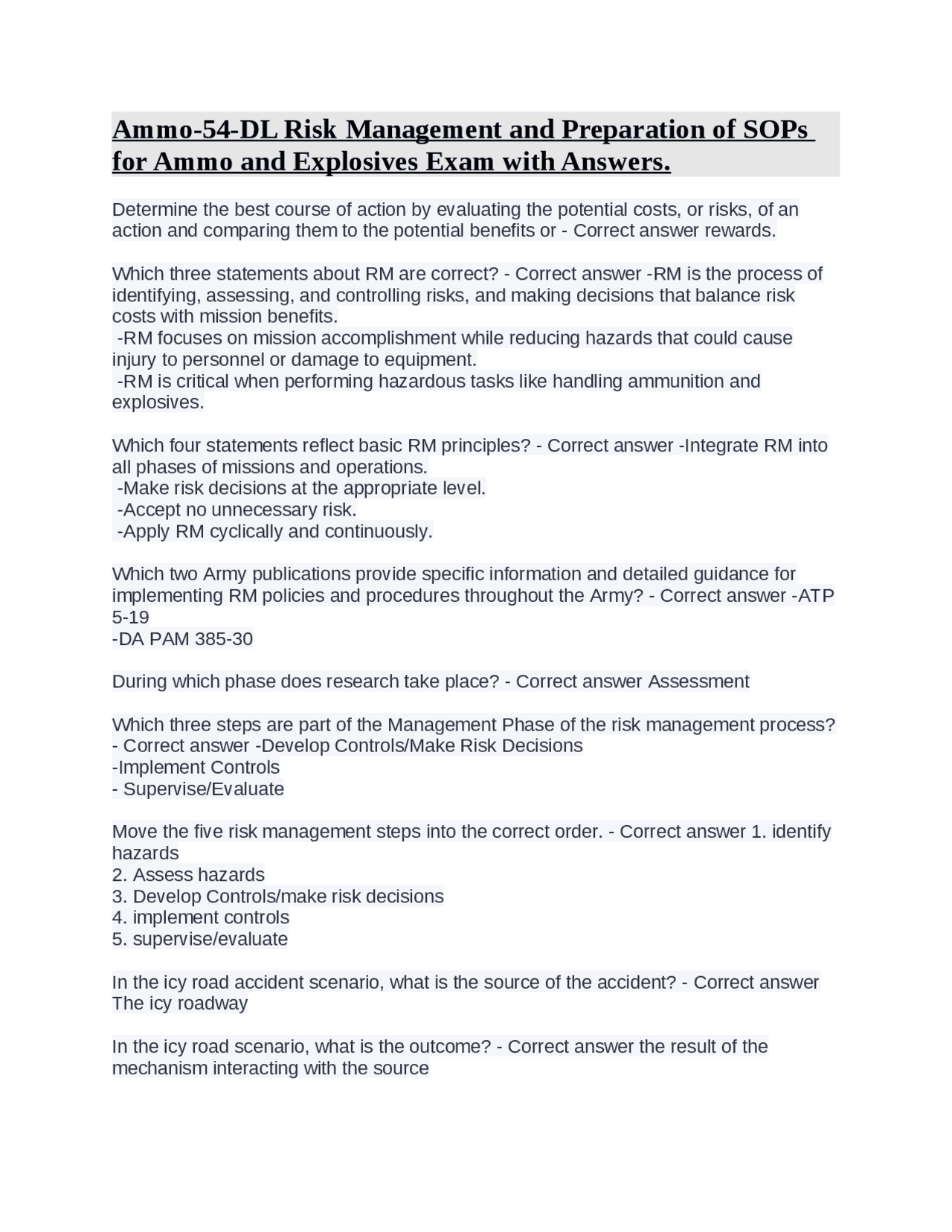 Ammo-54-DL Risk Management and Preparation of SOPs for Ammo and ...