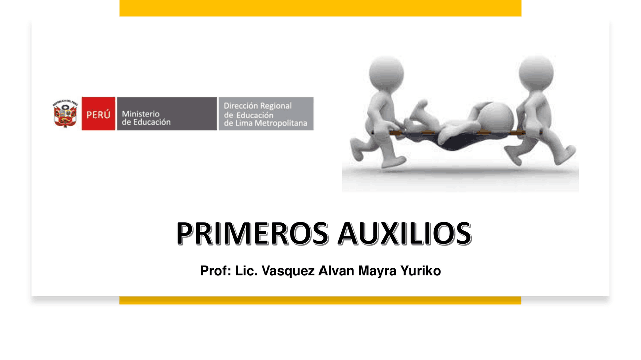Primeros Auxilios | Diapositivas de Ciencias Aplicadas a la Actividad Profesiona | Docsity