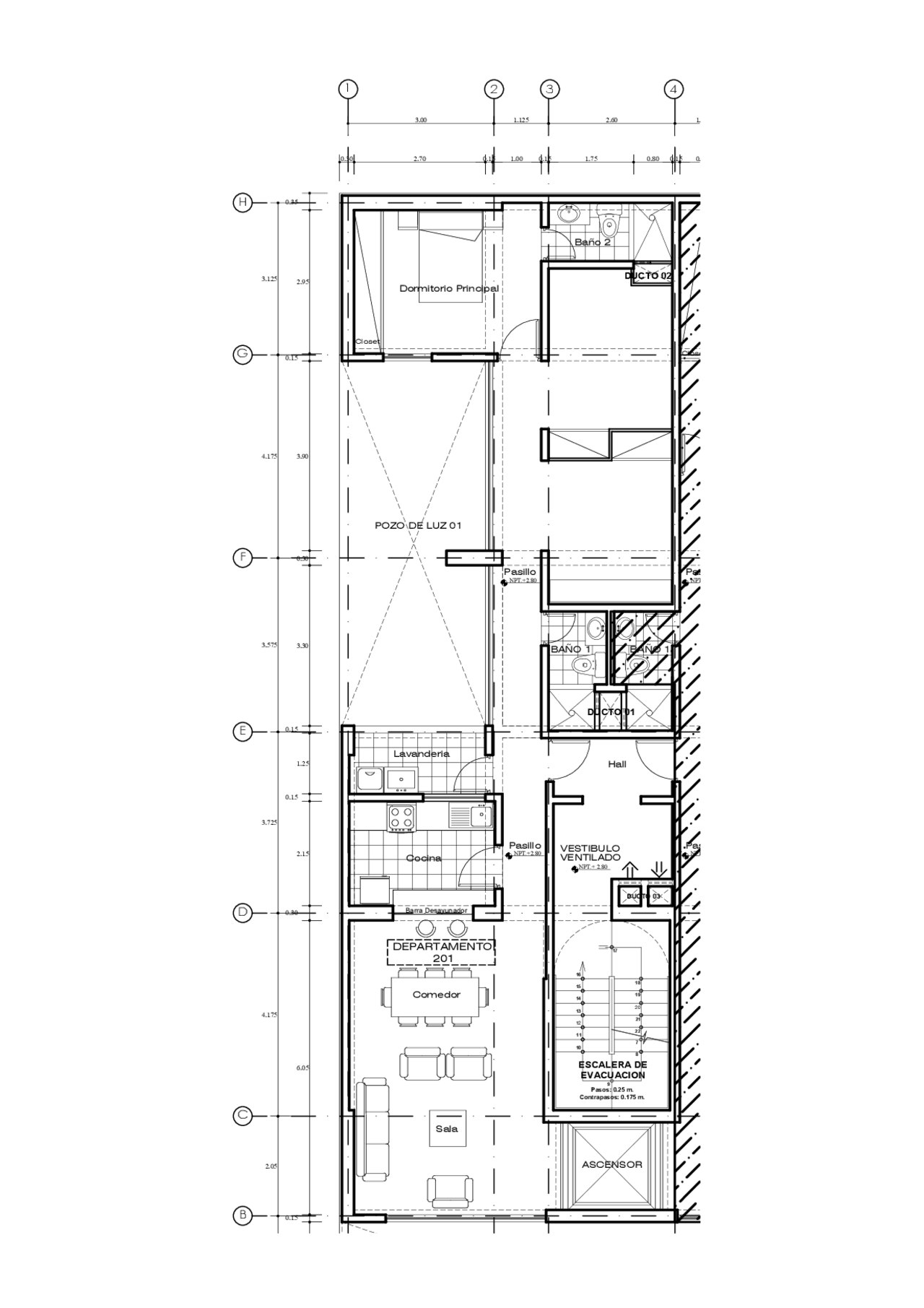 Planos de un departamento residencial | Resúmenes de Topografía | Docsity
