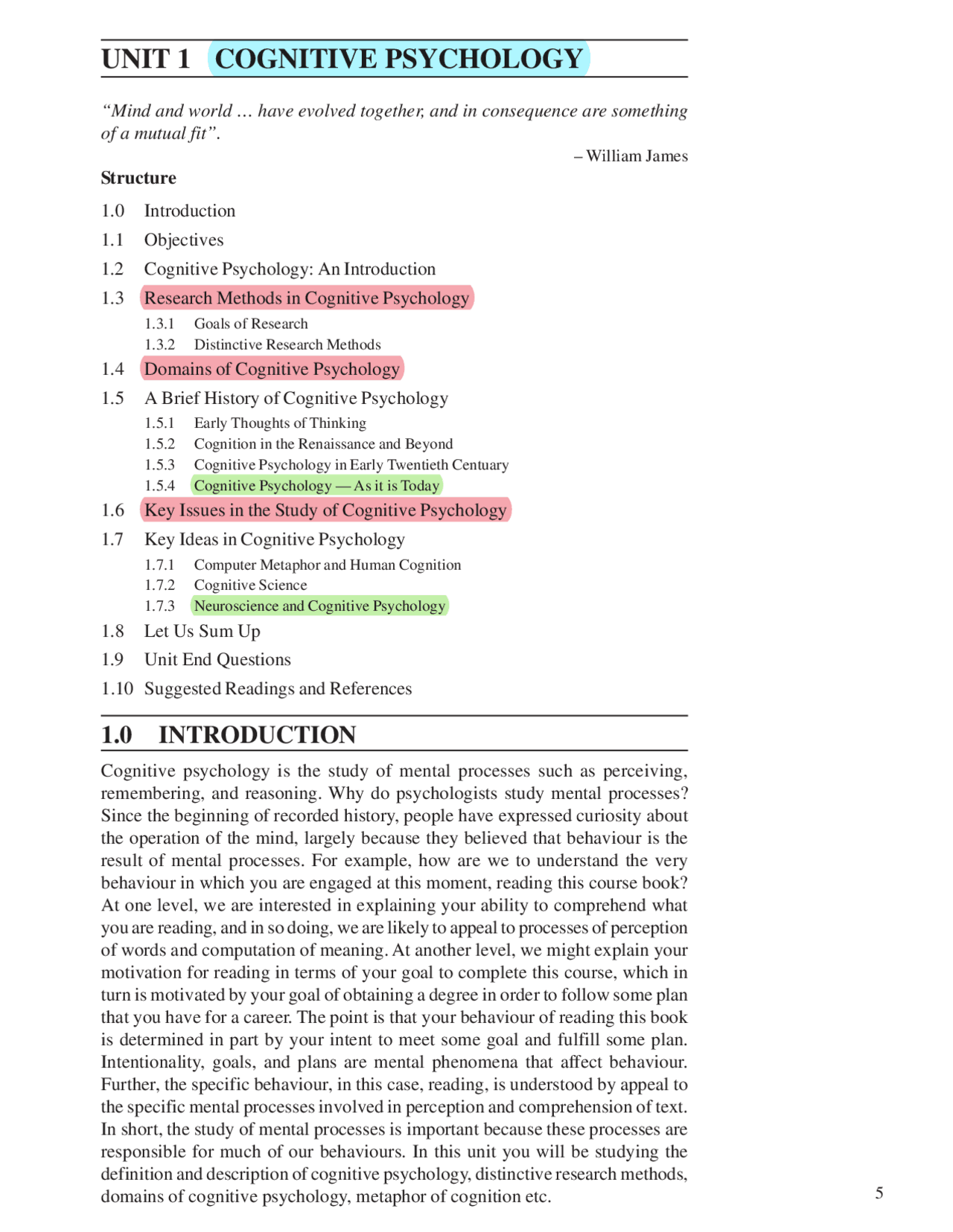 Cognitive psychology ignou | Study notes Cognitive Development | Docsity