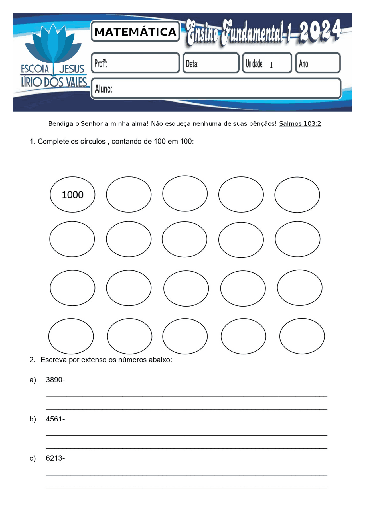 Matemática atividade | Exercícios Matemática | Docsity