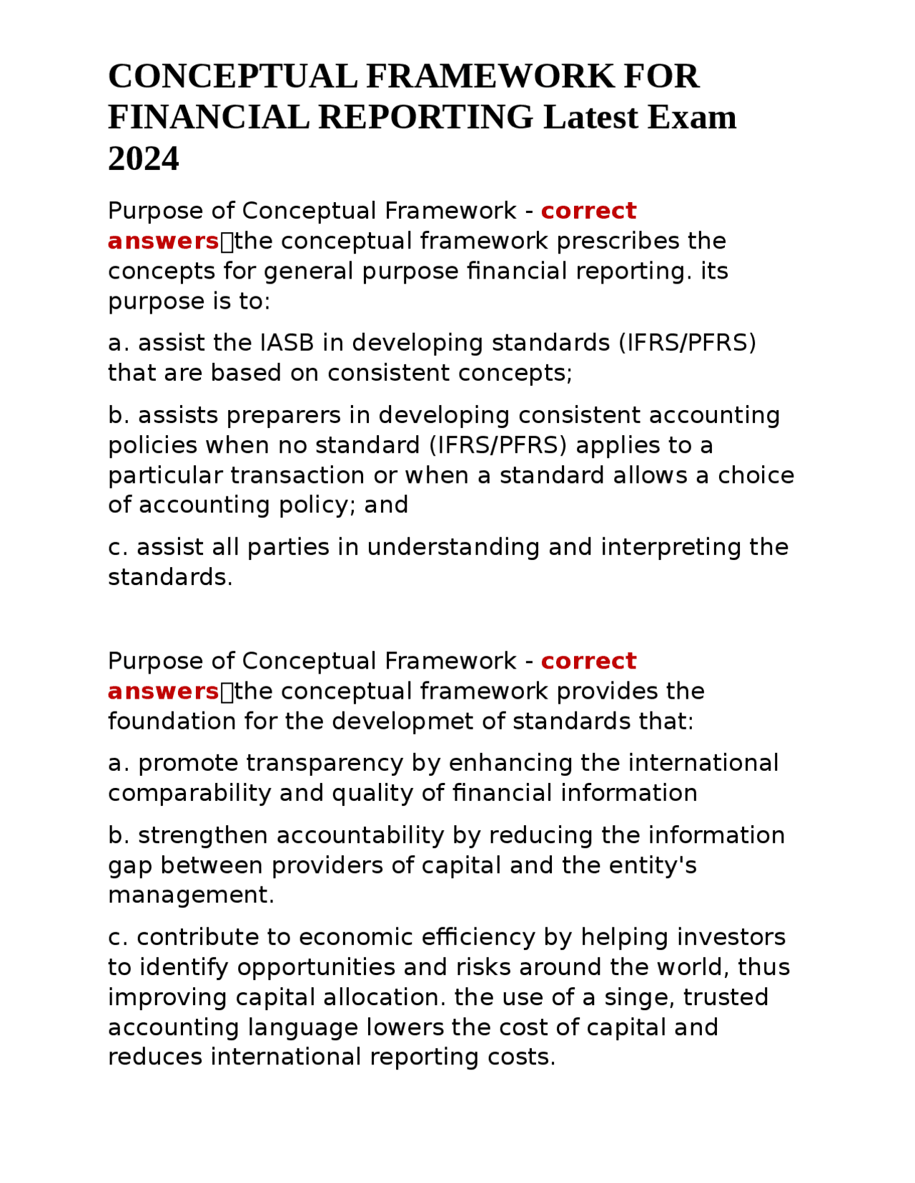 CONCEPTUAL FRAMEWORK FOR FINANCIAL REPORTING Latest Exam 2024 | Exams ...