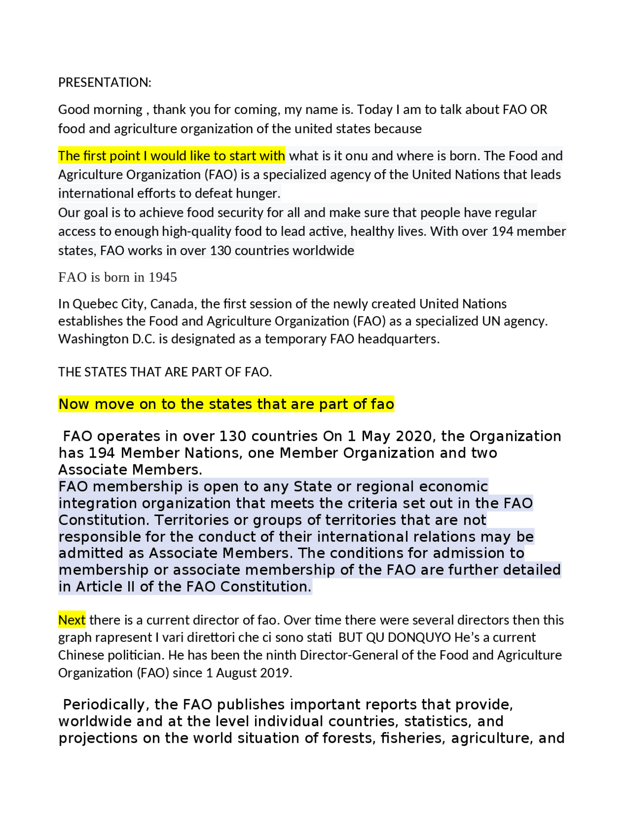 descrizione sull fao | Guide, Progetti e Ricerche di Lingua Inglese ...