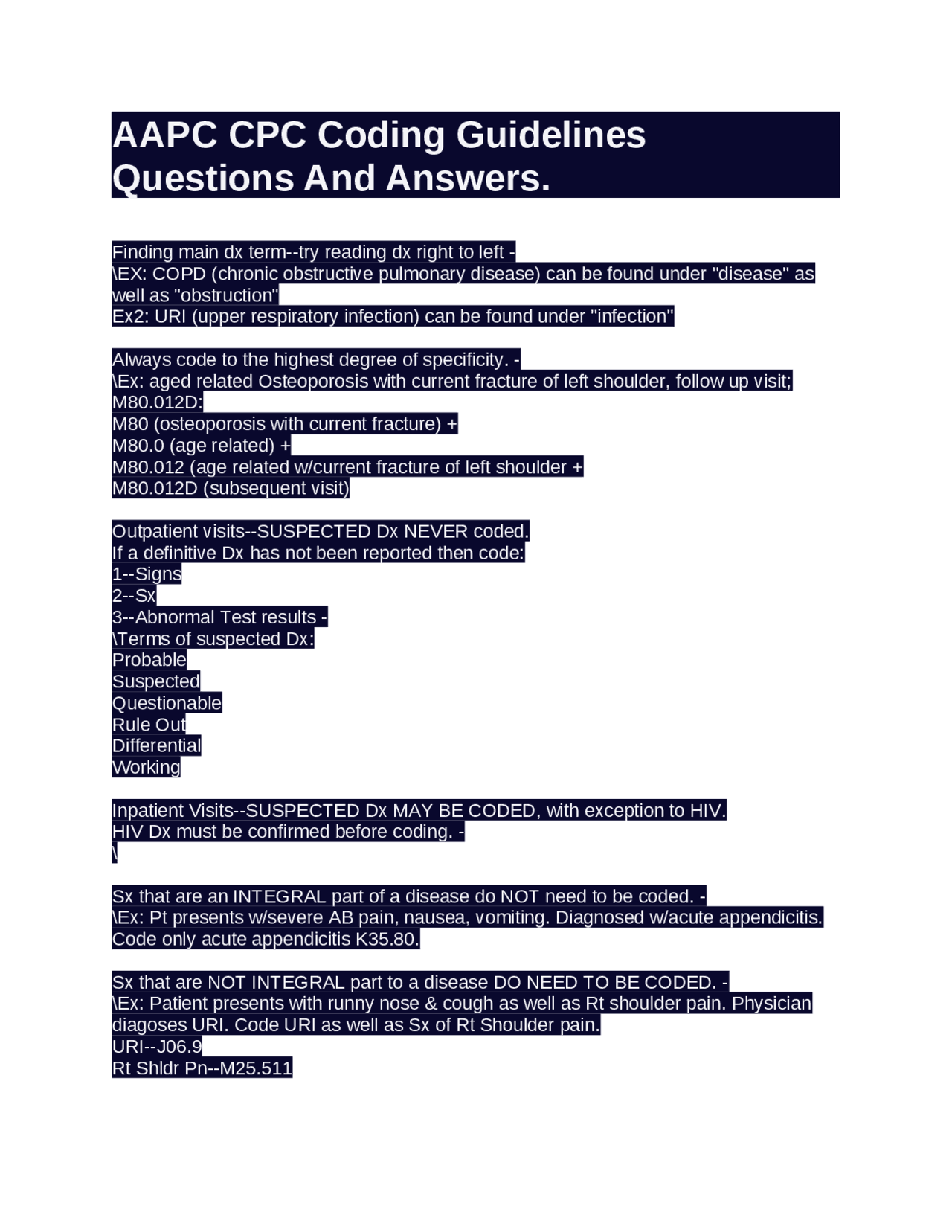 AAPC CPC Coding Guidelines: ICD-10 Coding for Medical Diagnoses | Exams ...