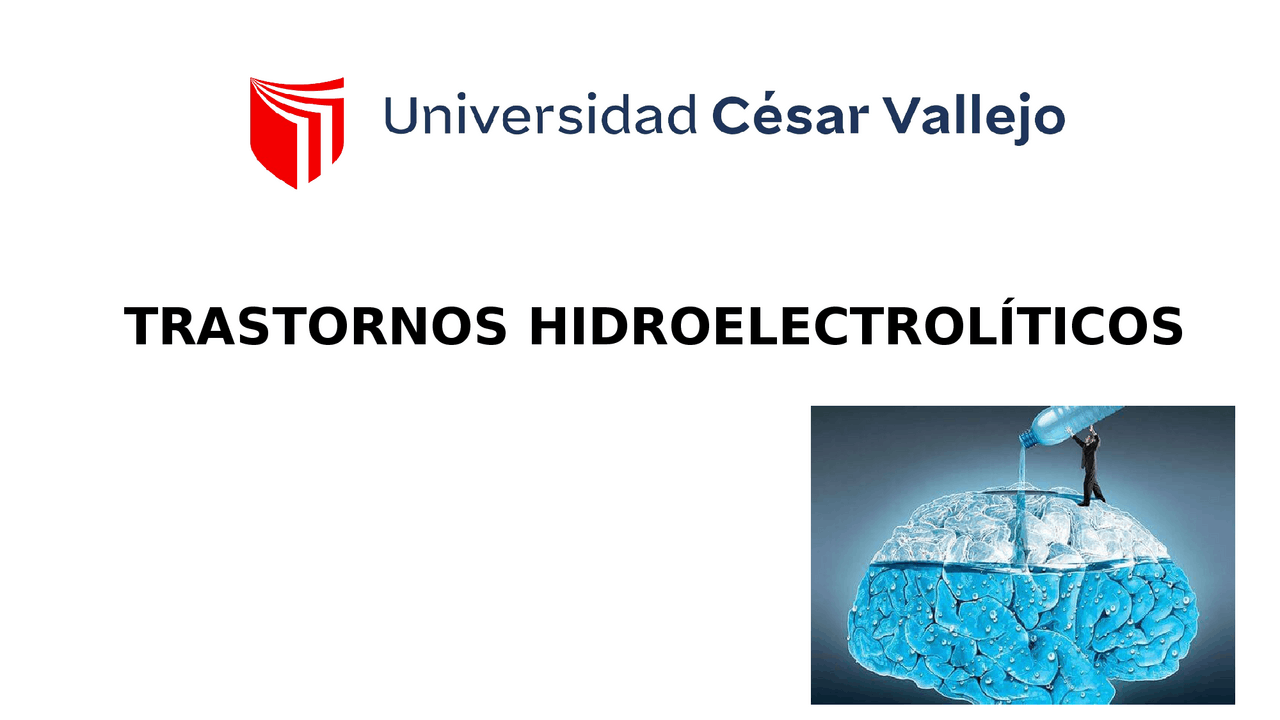 TRASTORNOS HIDROELECTROLÍTICOS | Esquemas y mapas conceptuales de Medicina Interna | Docsity