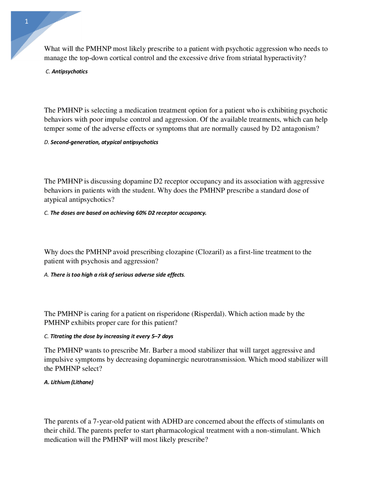Pharmacological Treatment of Mental Health Disorders | Exams Nursing ...