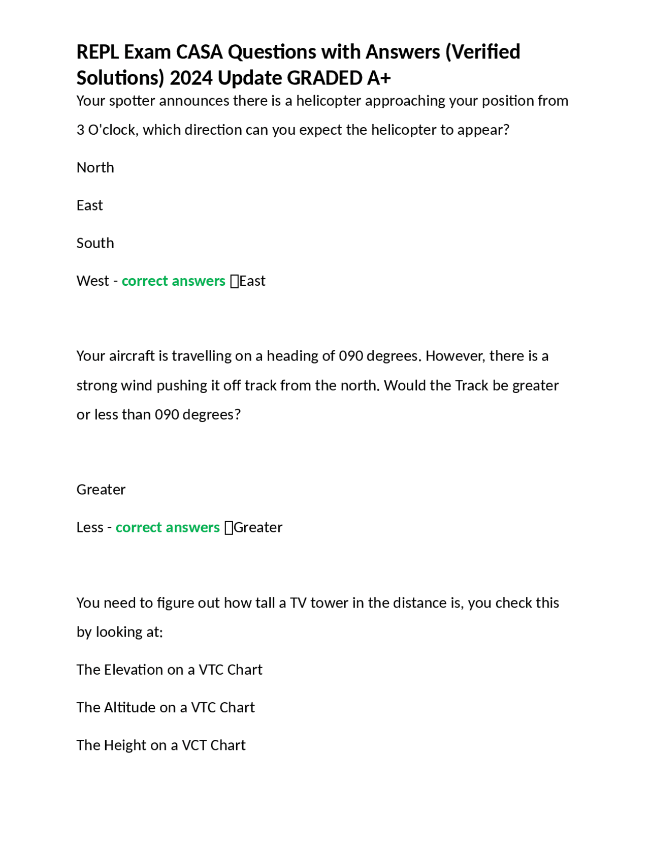 REPL Exam CASA Questions with Answers (Verified Solutions) 2024 Update ...