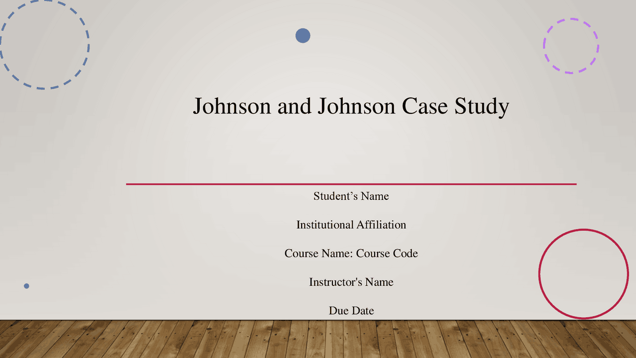 Johnson and Johnson Case Study | Exams Nursing | Docsity