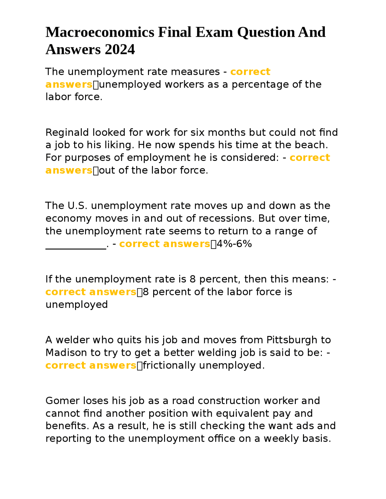 Macroeconomics Final Exam Questions and Answers 2024 | Exams Nursing ...