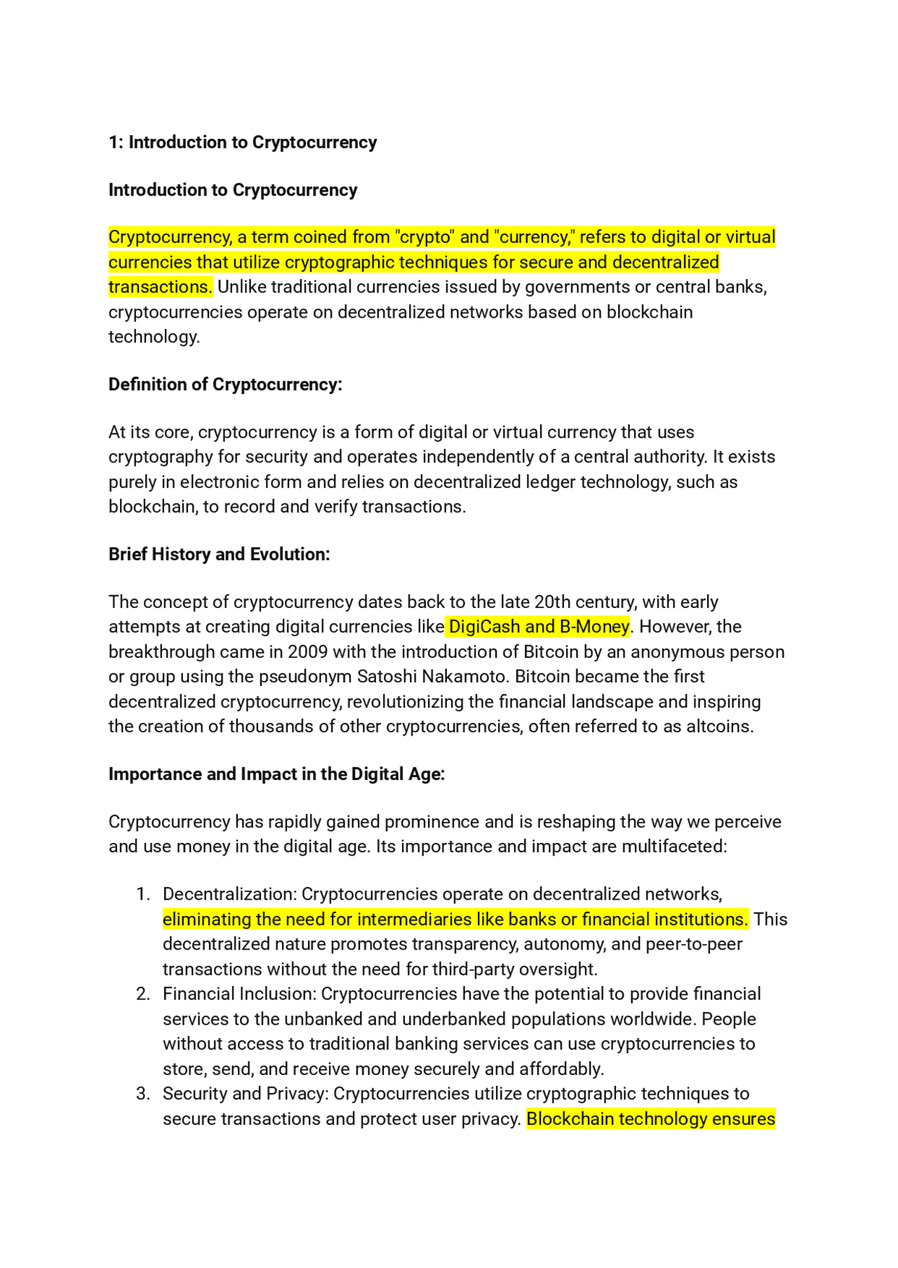 Understanding Cryptocurrencies: A Comprehensive Guide | Lecture notes ...