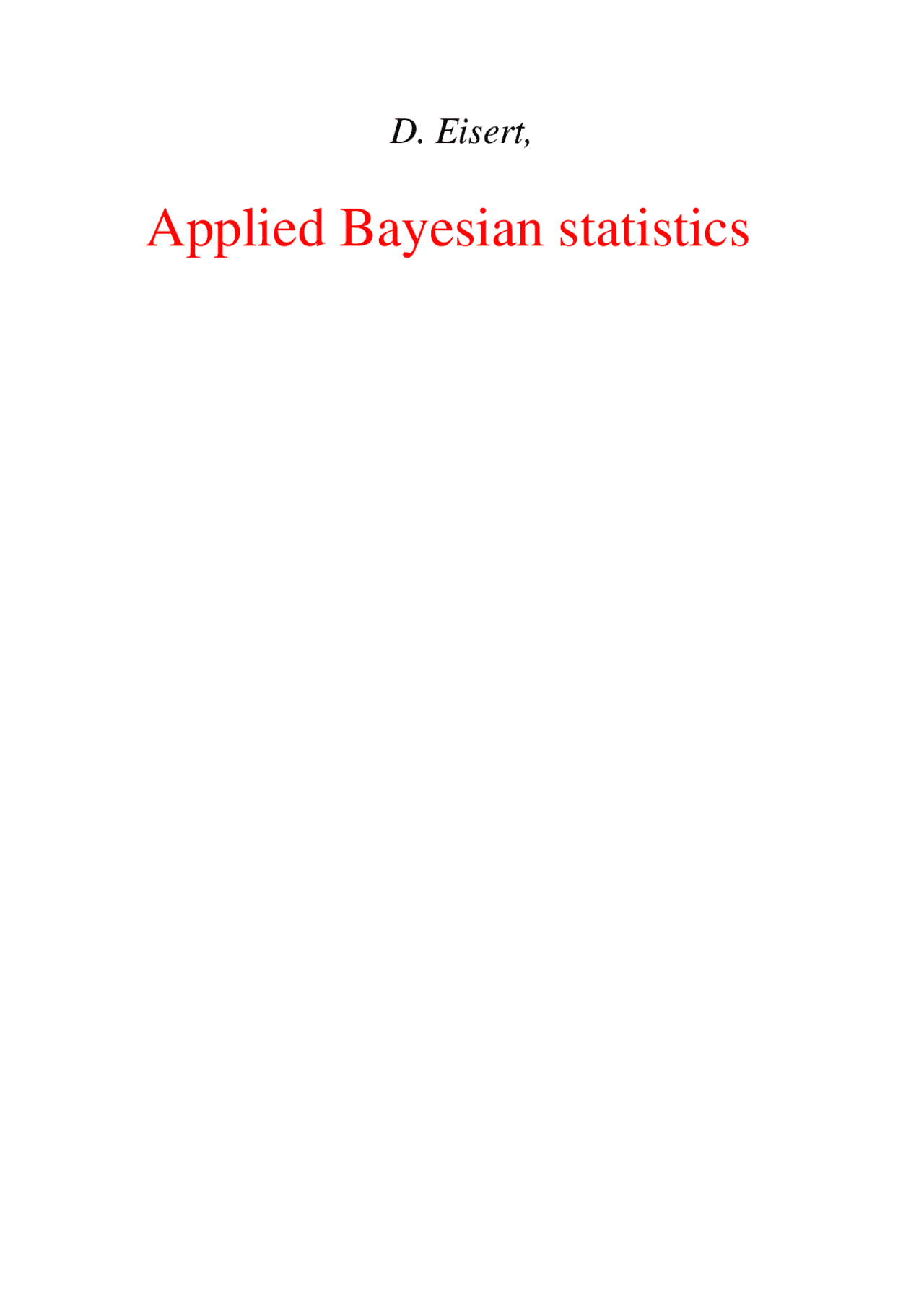 Applied Bayesian Statistics Summaries Statistics Docsity