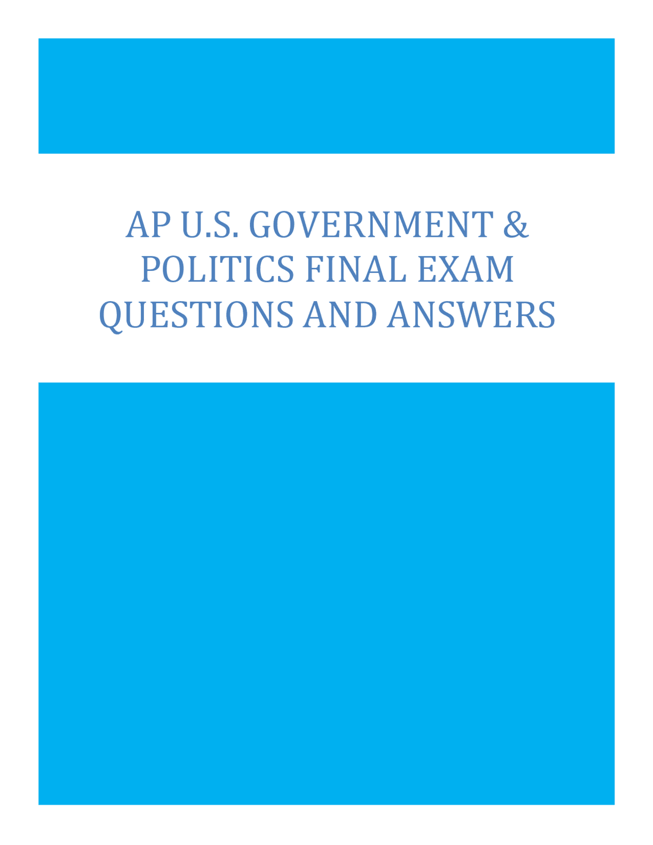 AP U.S. Government & Politics Final Exam Questions and Answers | Exams ...