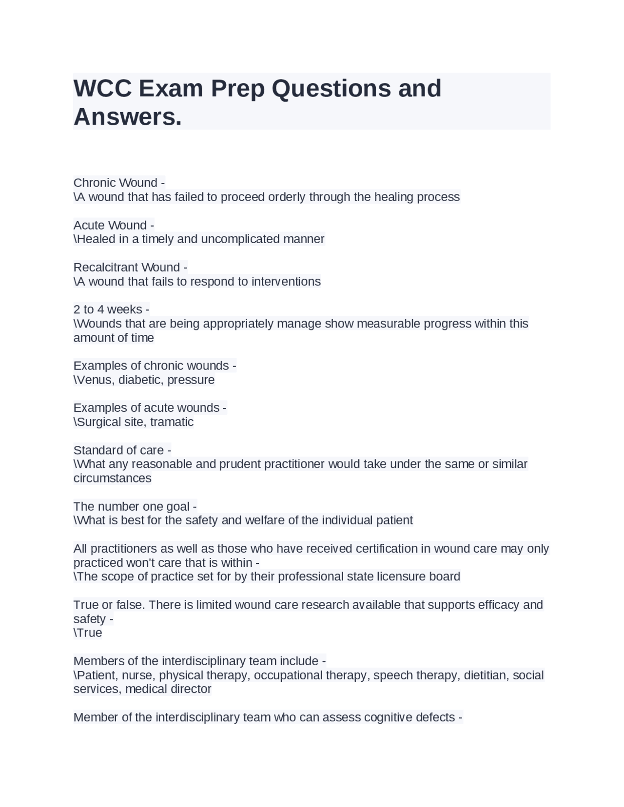 WCC Exam Preparation: Chronic and Acute Wound Care | Exams Medicine ...