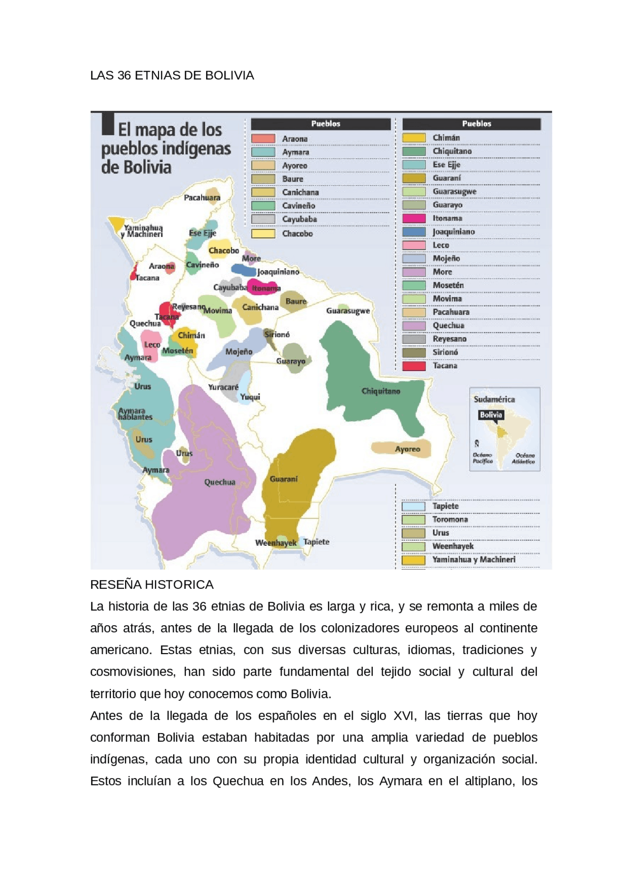 Las 36 etnias de bolivia | Monografías, Ensayos de Ciencias de la ...