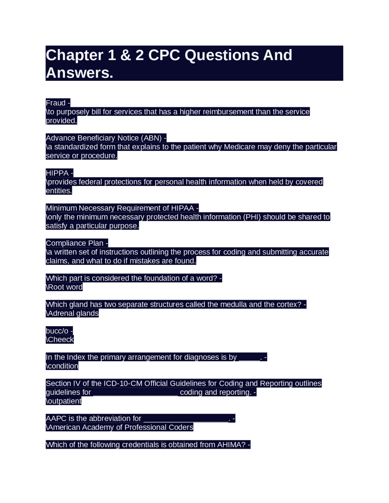 CPC Exam Study Notes: Coding and Reporting in Healthcare | Exams ...