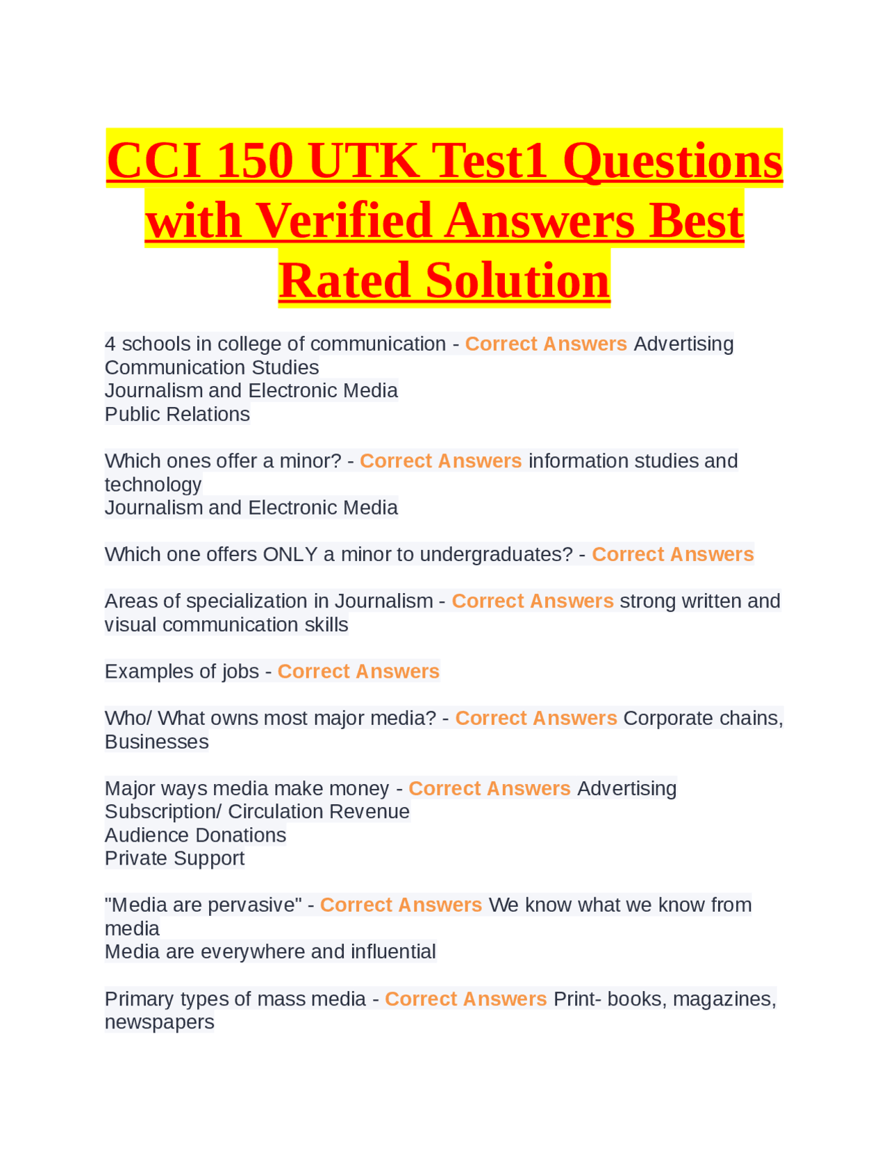 Cci 150 Utk Test1 Questions With Verified Answers Best Rated Solution