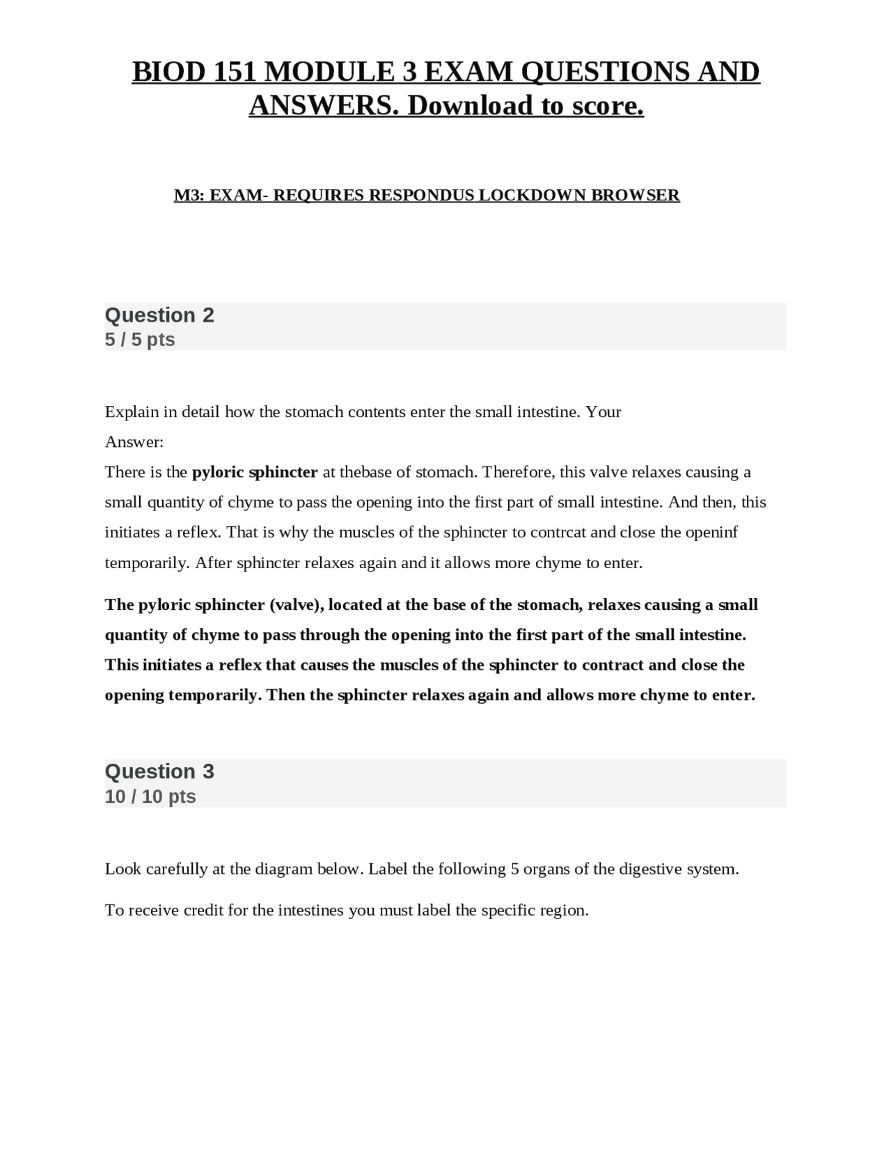 BIOD 151 MODULE 3 EXAM QUESTIONS AND ANSWERS. Download to score ...