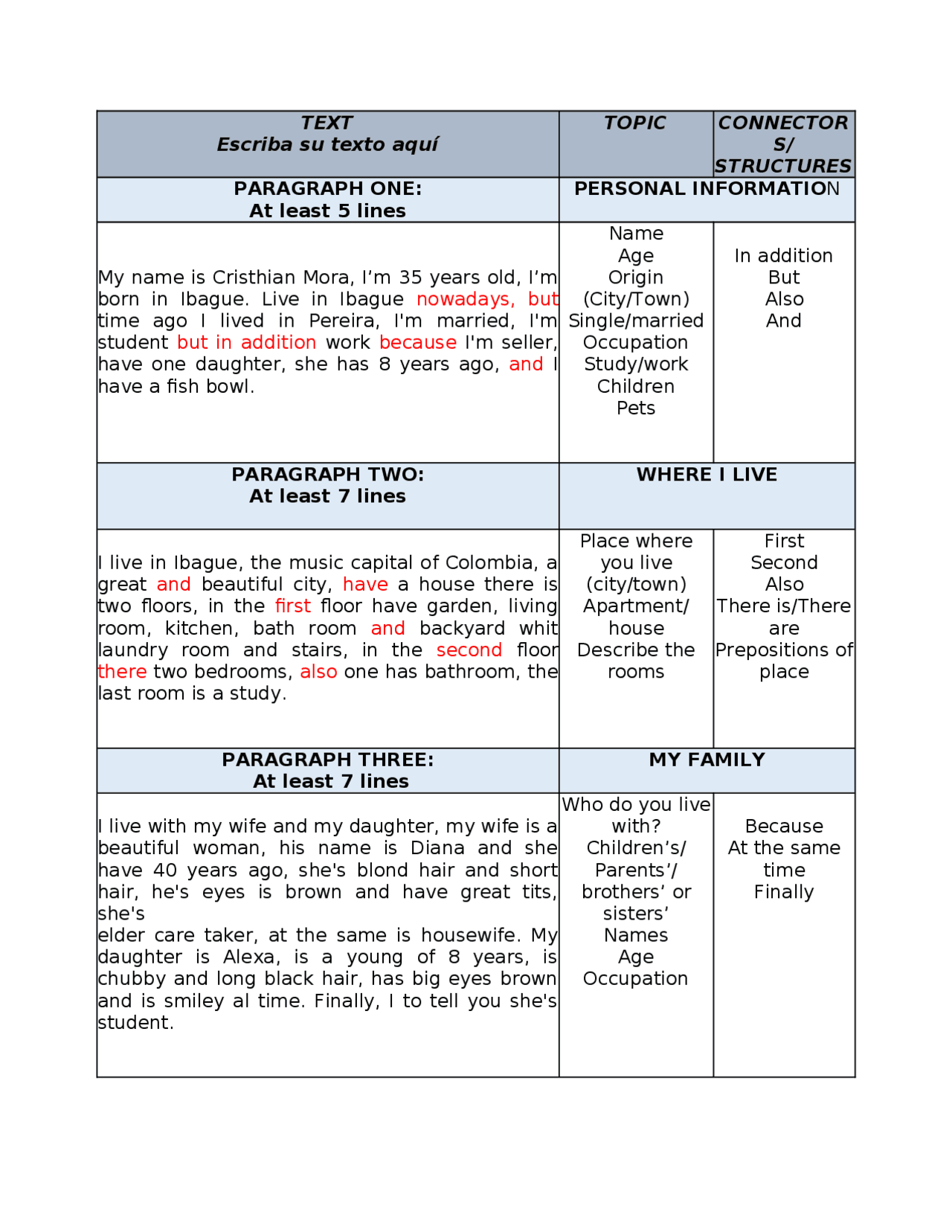MI PRESENTACION EN INGLES | Ejercicios de Inglés Técnico | Docsity