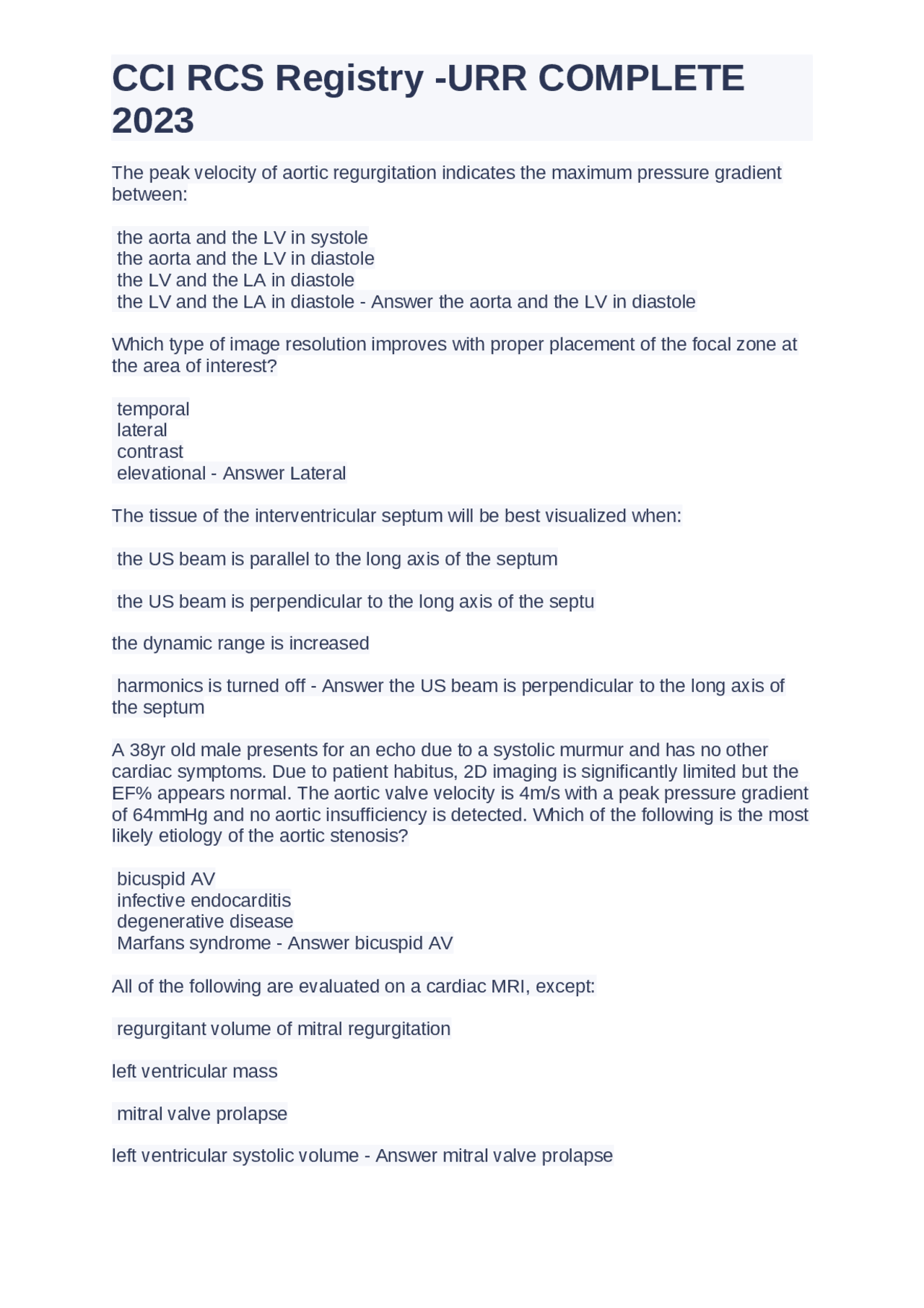 Cardiology Study Notes: Echocardiography and Valvular Heart Disease ...