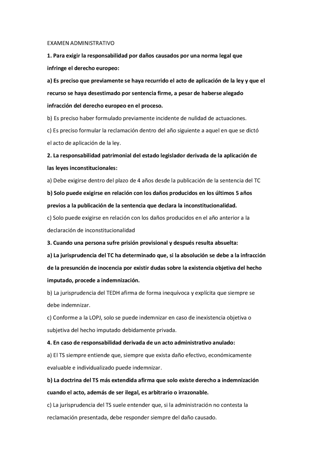 Examen Derecho Administrativo | Exámenes de Derecho Administrativo | Docsity