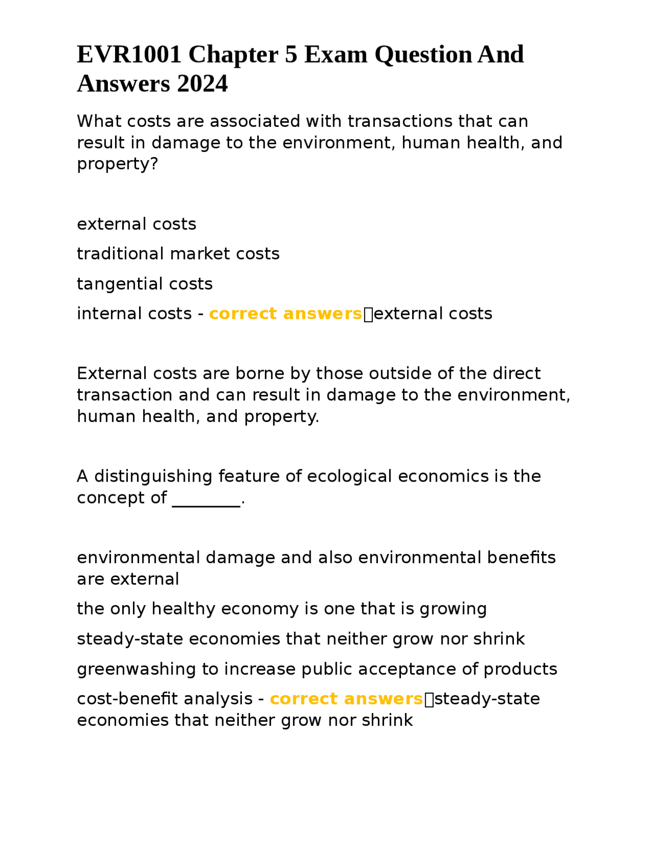 EVR1001 Chapter 5 Exam Question And Answers 2024 | Exams Nursing | Docsity