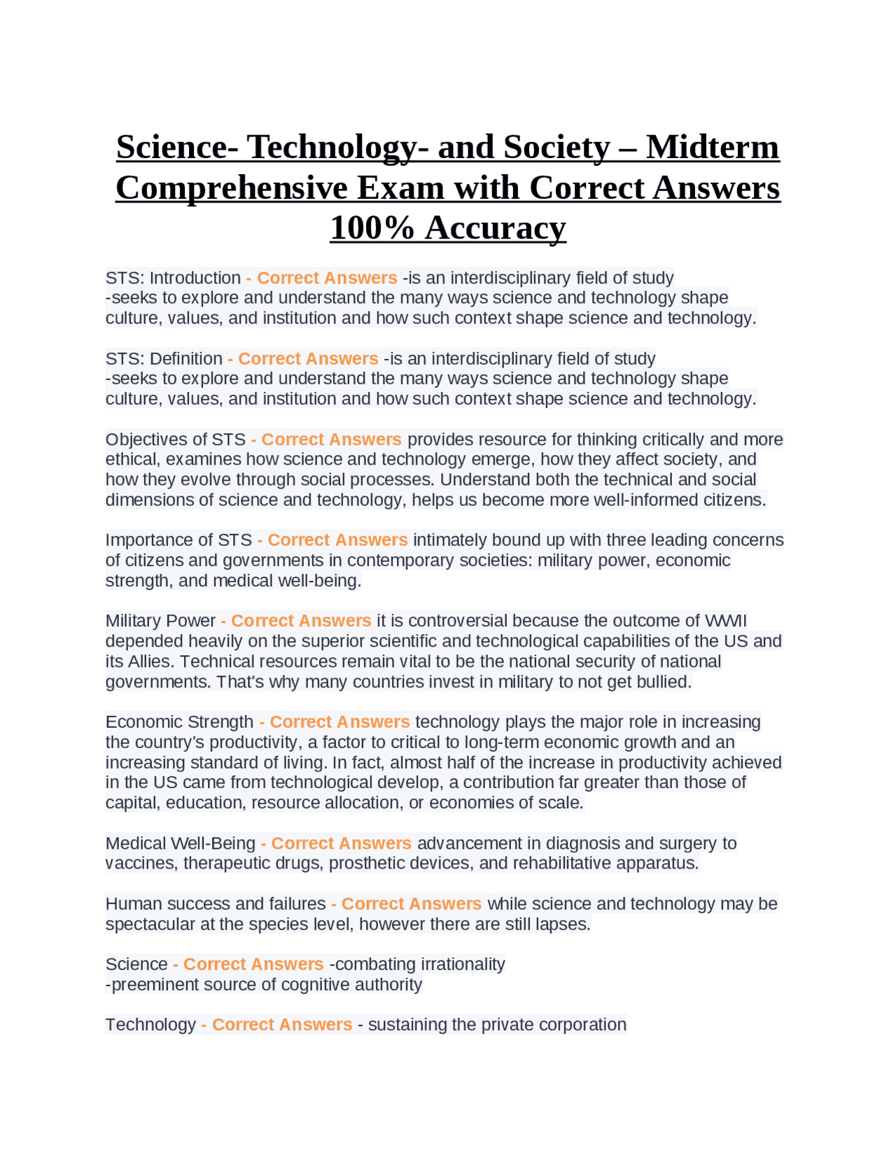 Interdisciplinary Study of Science, Technology, and Society: Midterm ...