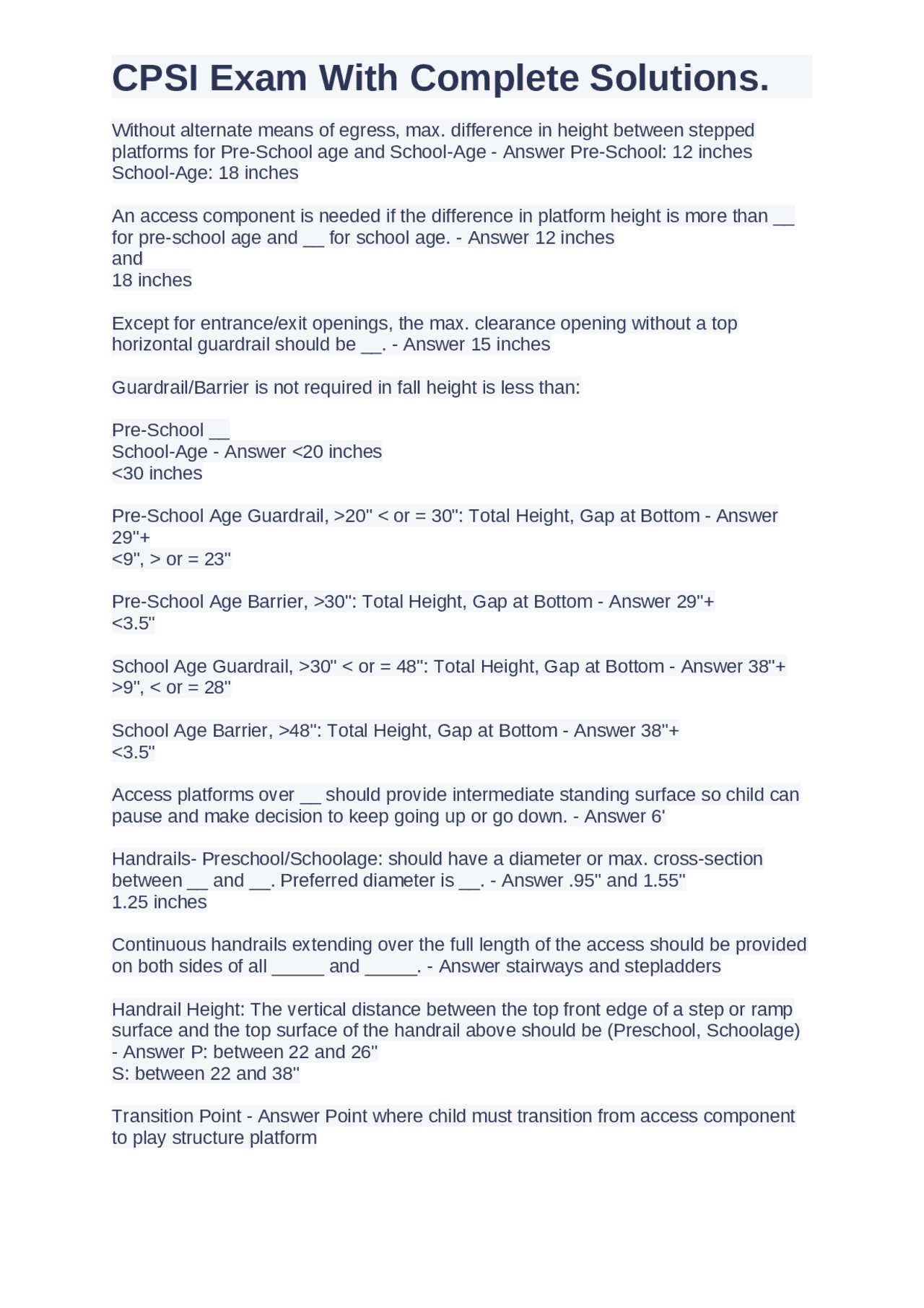 CPSI Exam With Complete Solutions.. | Exams Nursing | Docsity