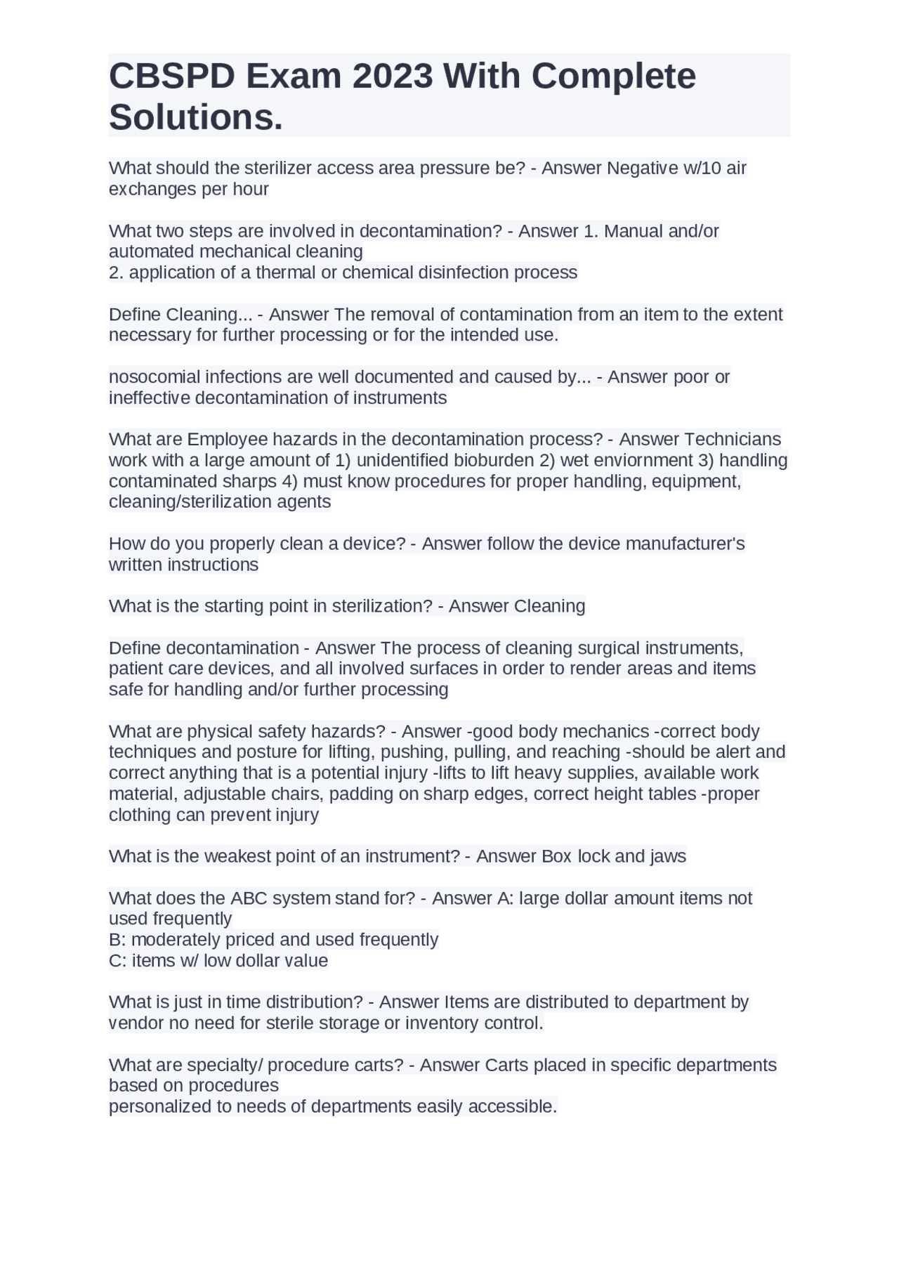 CBSPD Exam 2023 With Complete Solutions.. | Exams Nursing | Docsity