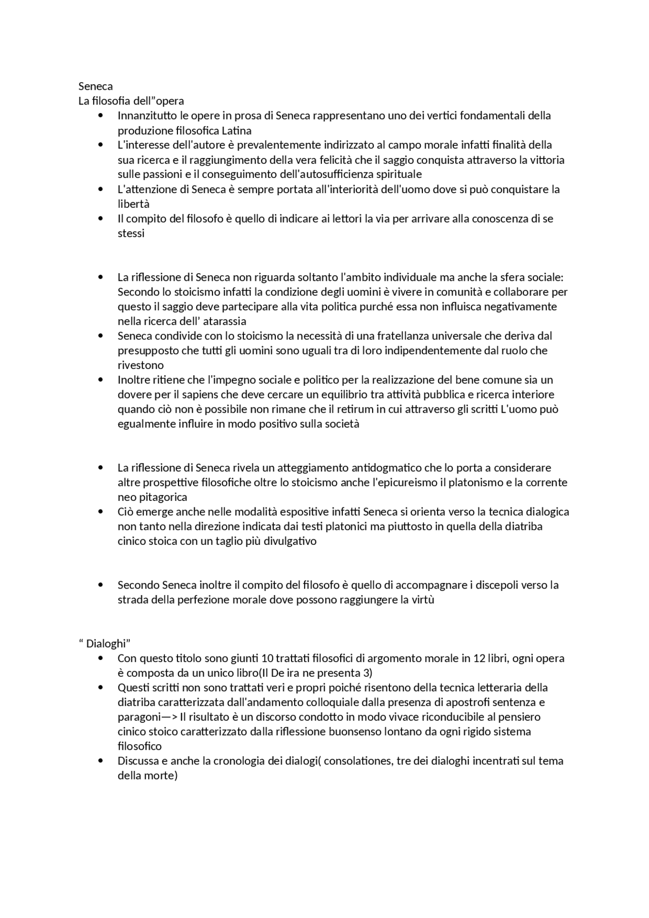 Schema su Seneca su opere,temi, filosofia e stile | Schemi e mappe concettuali di Latino | Docsity