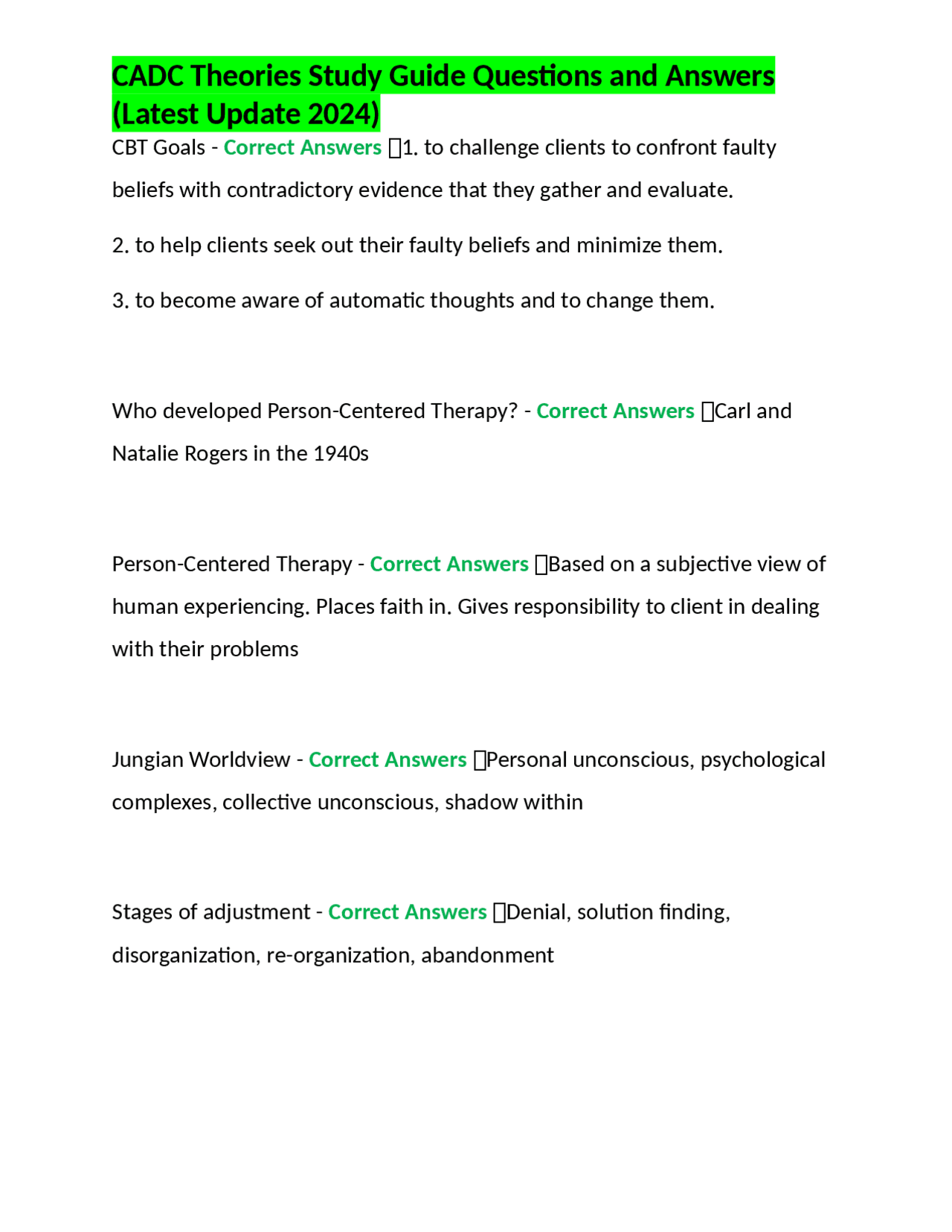 CADC Theories Study Guide Questions and Answers (Latest Update 2024 ...