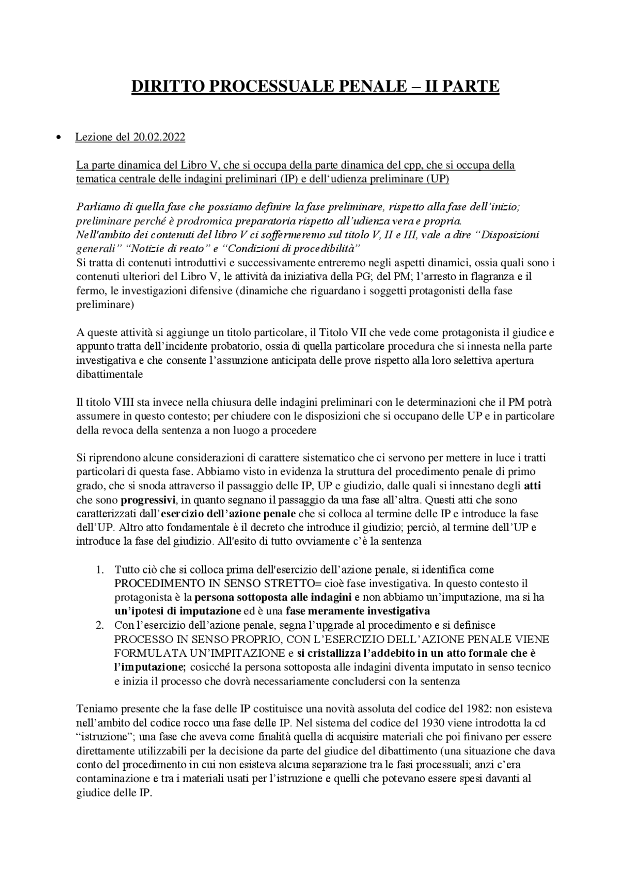Sbobina I, del II modulo, di Diritto Processuale Penale | Appunti di Diritto Processuale Penale ...