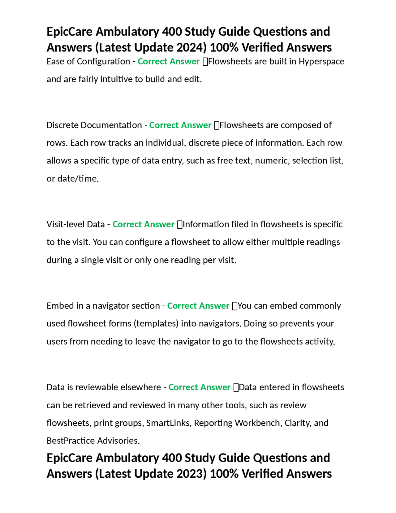 EpicCare Ambulatory 400 Study Guide: Understanding Flowsheets ...