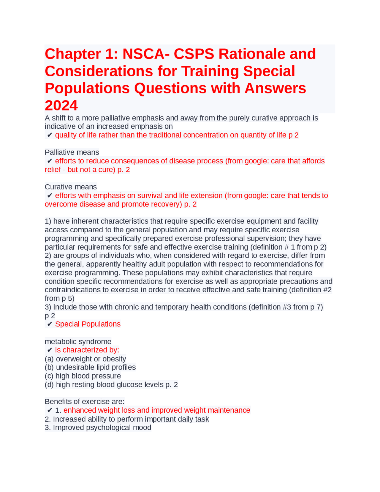 Exercise Training for Special Populations: Rationale, Considerations, and Guidelines | Exams ...