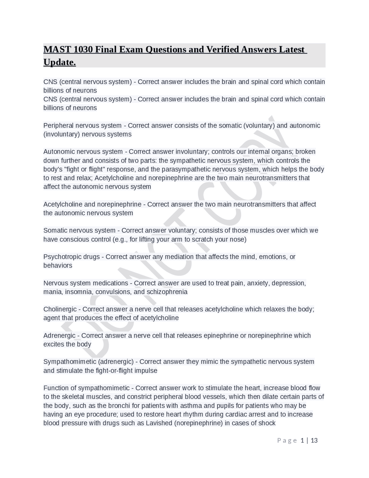 MAST 1030 Final Exam Questions and Verified Answers Latest Update ...