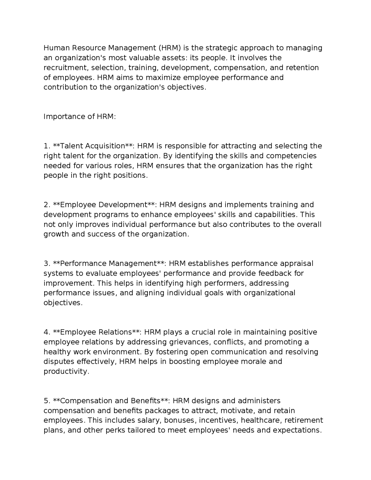 Human Resources Management Q&A | Assignments Human Resource Management | Docsity