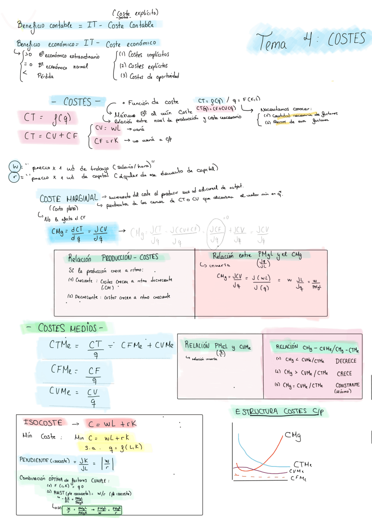 RESUMEN PARA REPASAR DEL TEMA 4 DE MICRO | Esquemas y mapas conceptuales de Microeconomía | Docsity