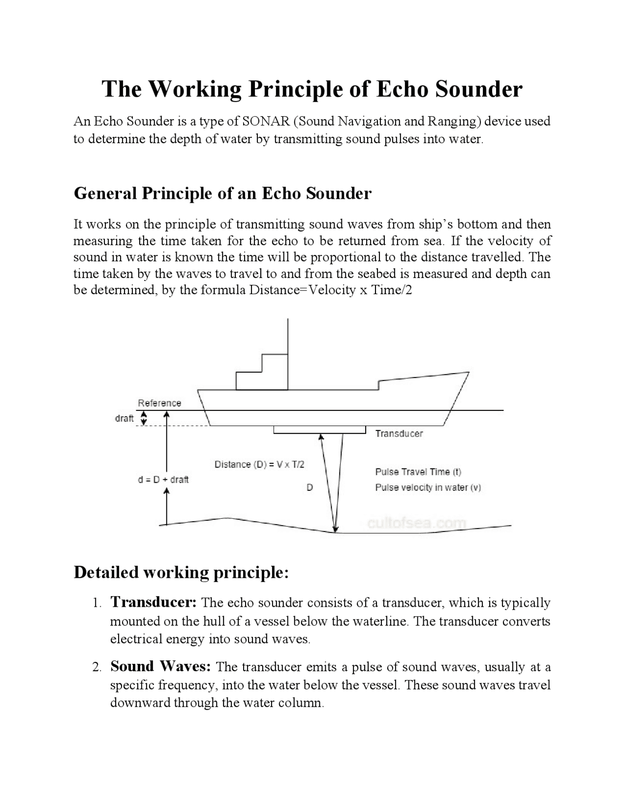 The Working Principle of Echo Sounder | Summaries Architecture | Docsity