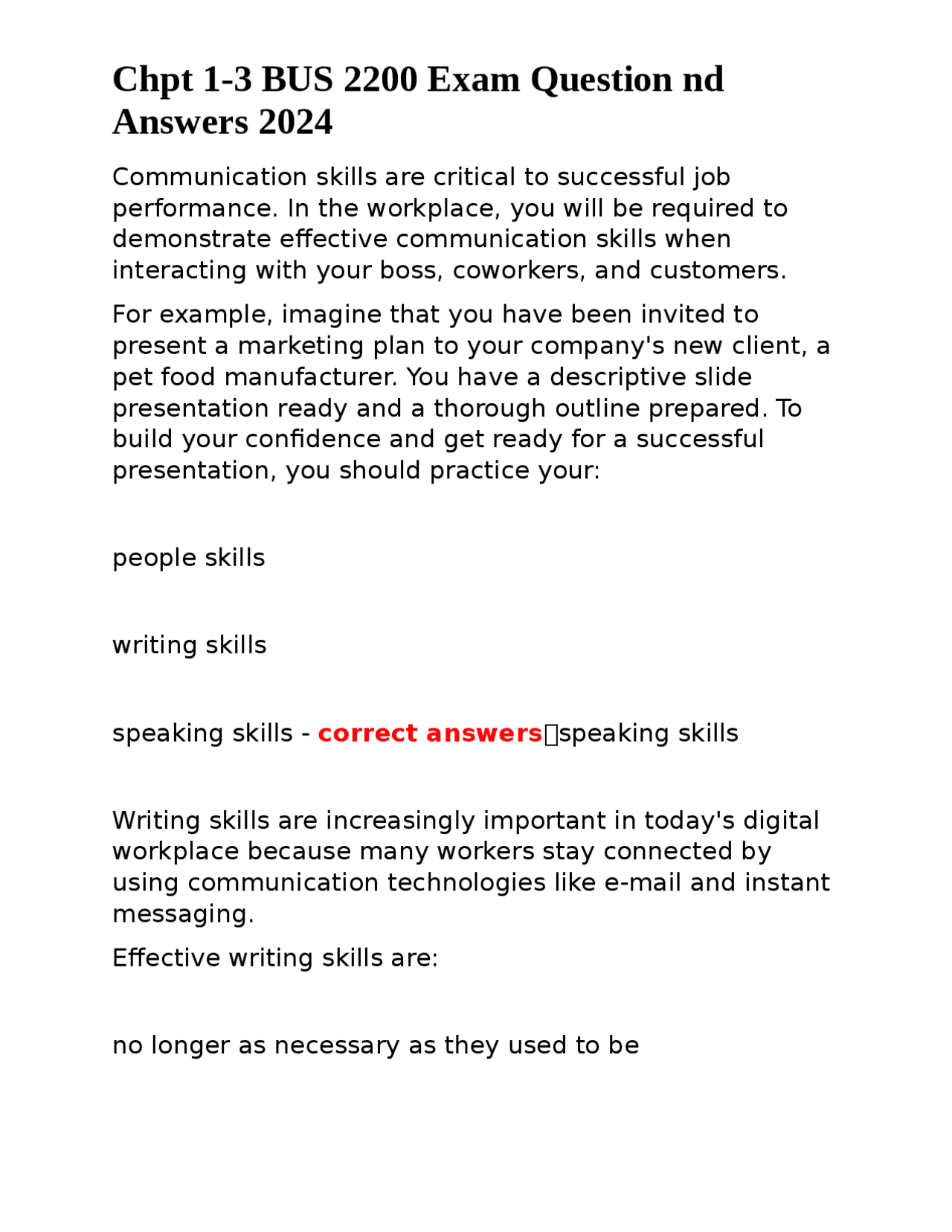 Effective Communication in the Modern Workplace | Exams Nursing | Docsity