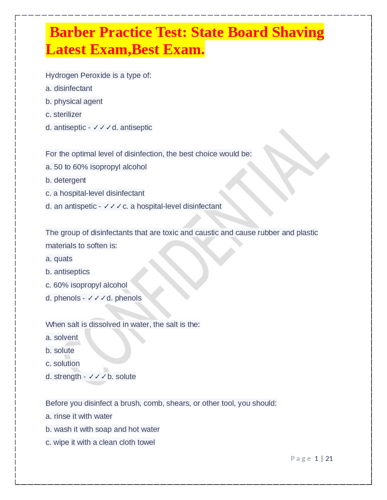Barber Practice Test: State Board Shaving Latest Exam,Best Exam ...