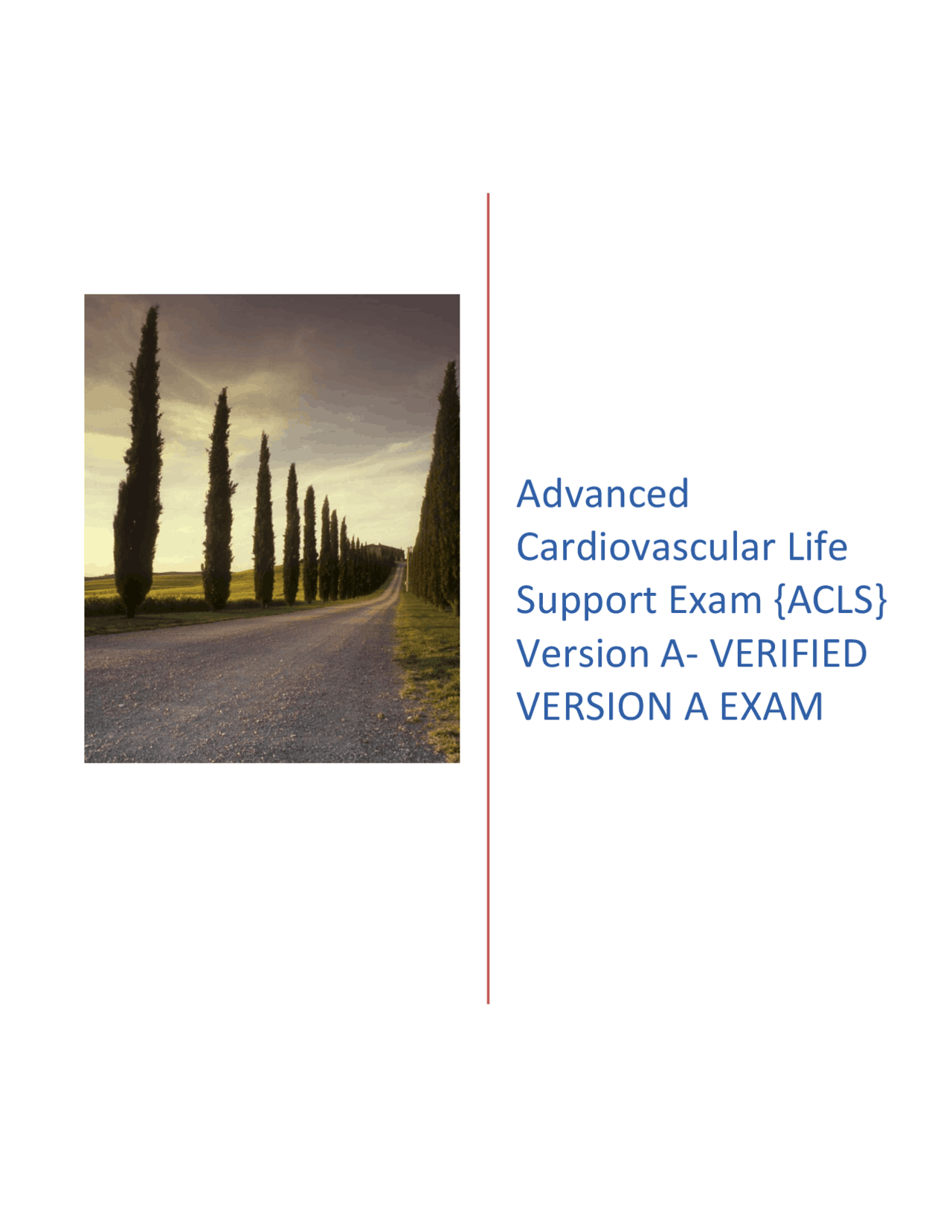 Advanced Cardiovascular Life Support Exam {ACLS} Version A- VERIFIED ...