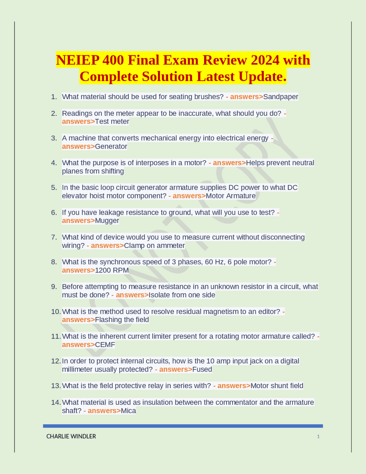 NEIEP 400 Final Exam Review 2024 with Complete Solution Latest Update ...