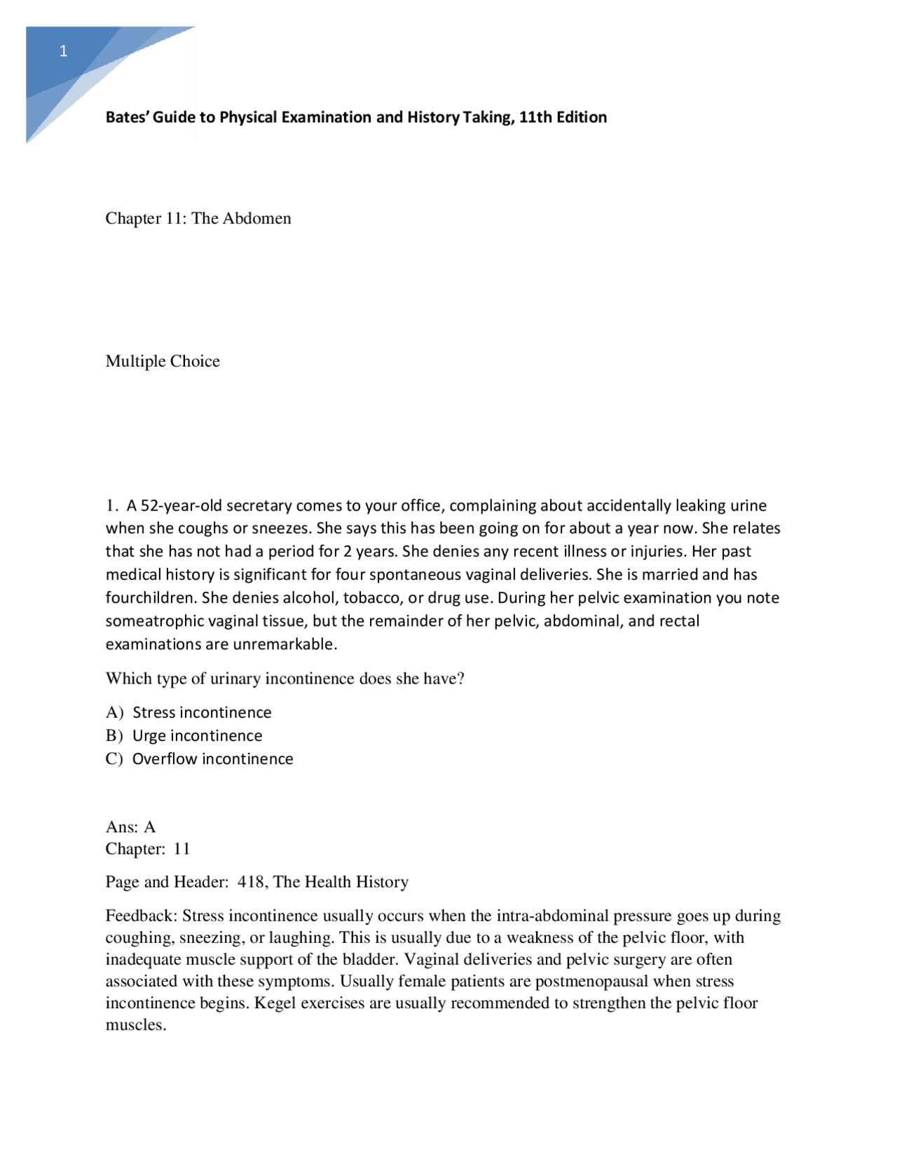 Abdominal Pain Diagnosis: Case Studies and Techniques | Exams Nursing | Docsity