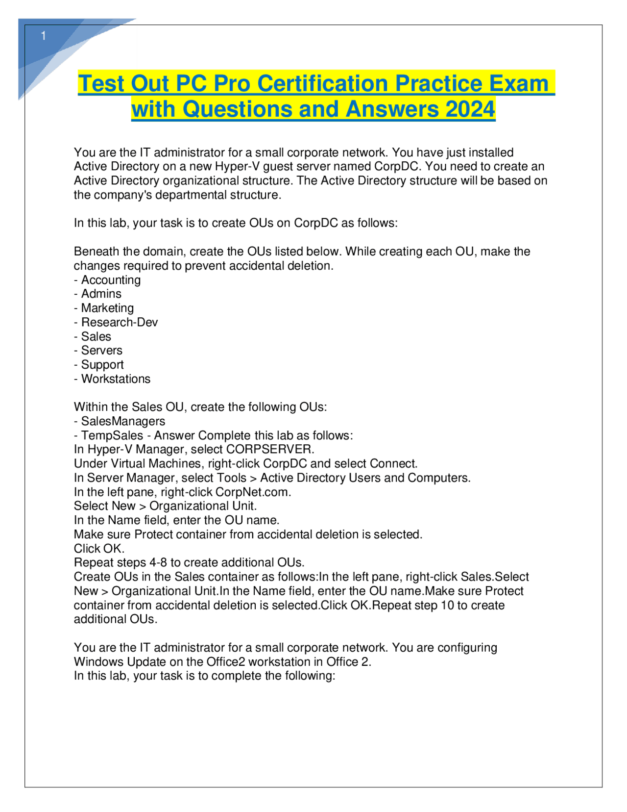 Test Out PC Pro Certification Practice Exam with Questions and Answers ...