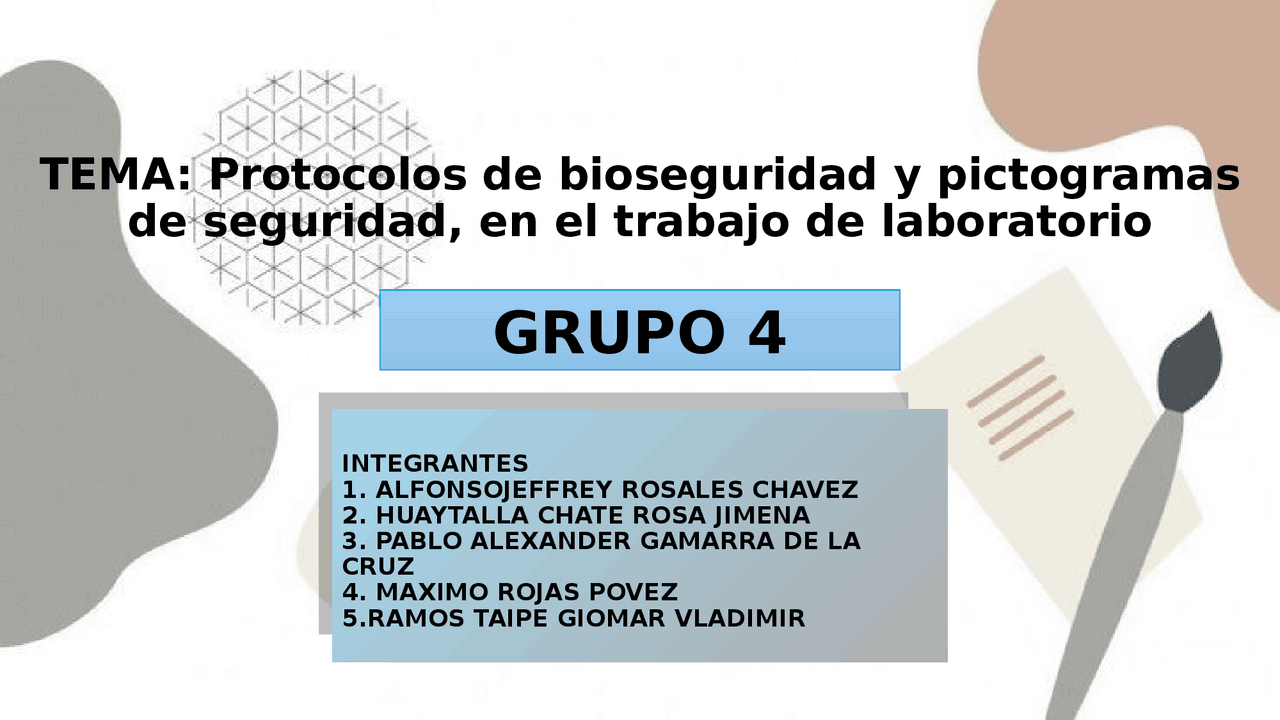 PROTOCOLOS DE BIOSEGURIDAD EN EL LABORATORIO | Diapositivas de Química | Docsity