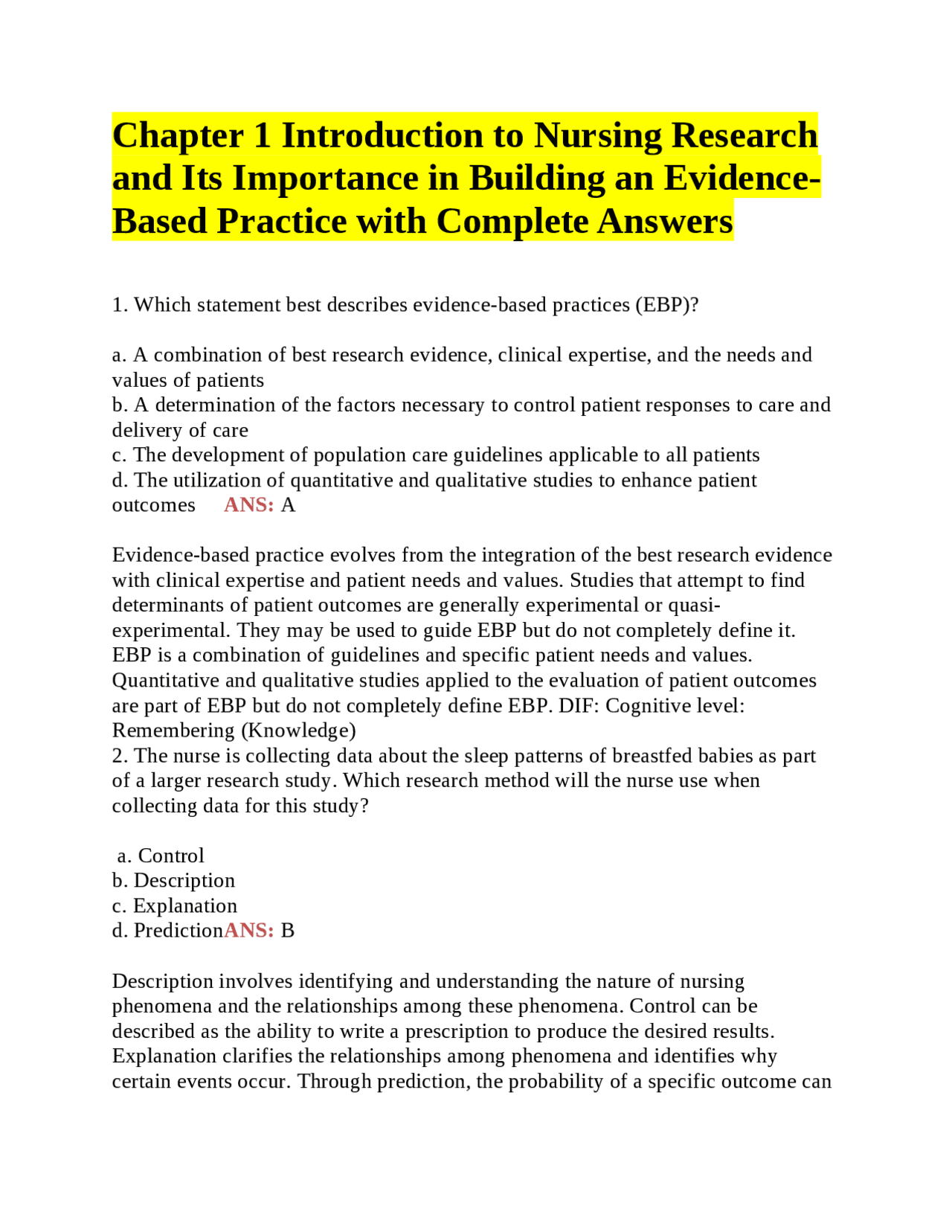 Chapter 1 Introduction to Nursing Research and Its Importance in ...