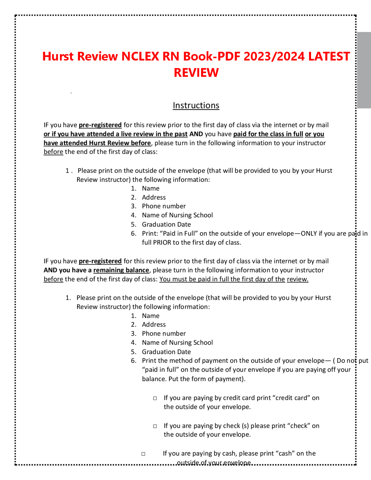 Hurst Review NCLEX RN Book-PDF 2023/2024 LATEST REVIEW | Study Guides ...