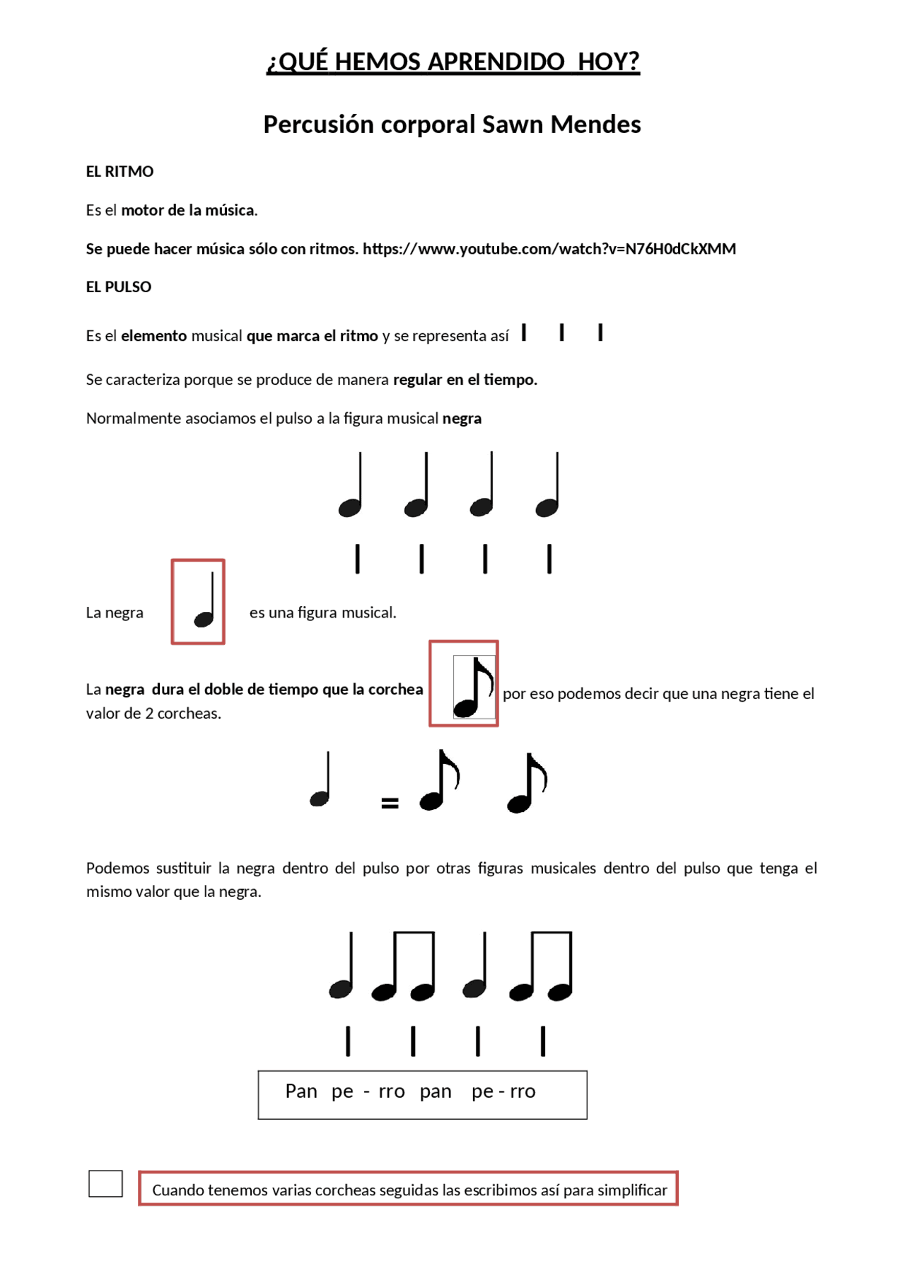 Esquema De Corchea MUSICNETMATERIALS | Recursos Musicales