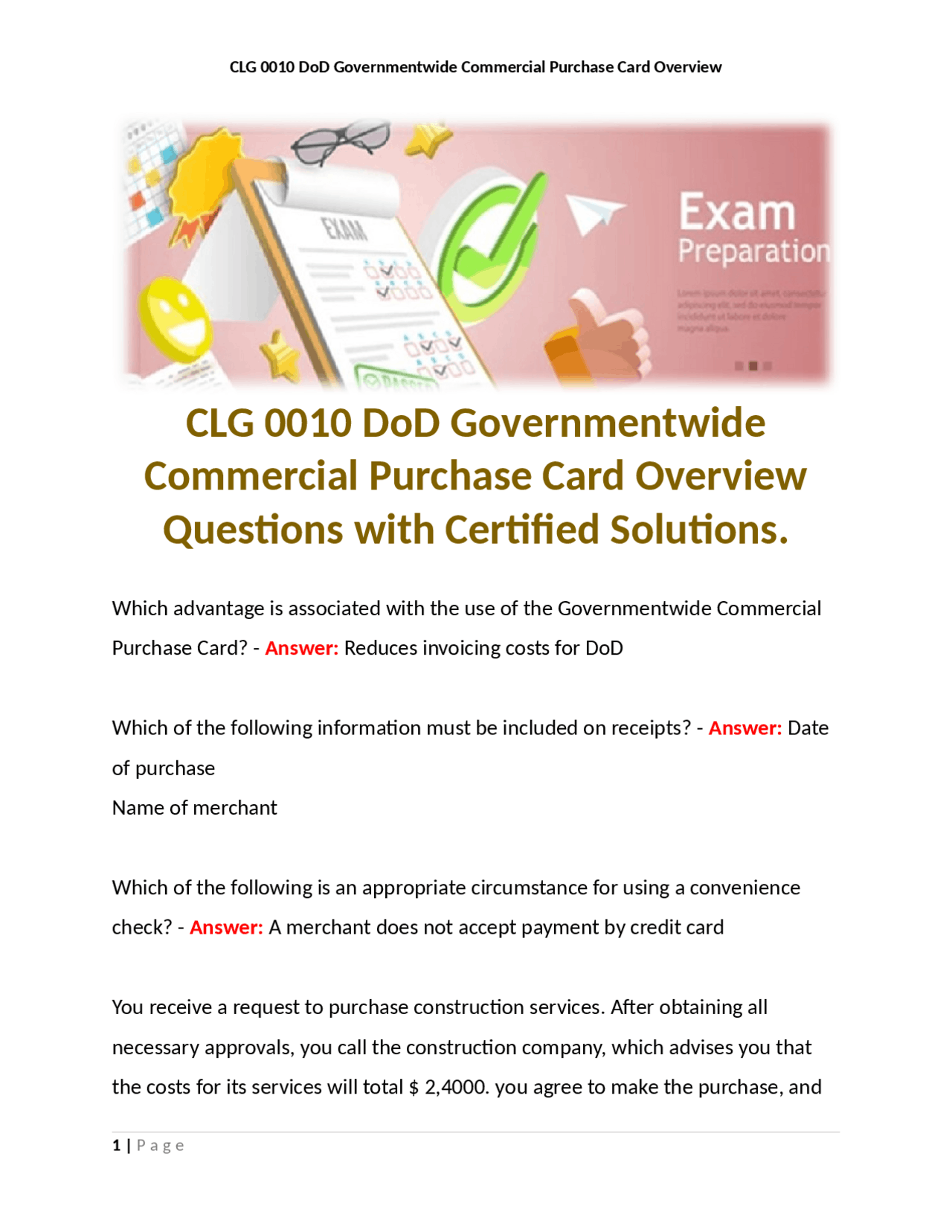 DoD Governmentwide Commercial Purchase Card Guidelines | Exams Nursing ...